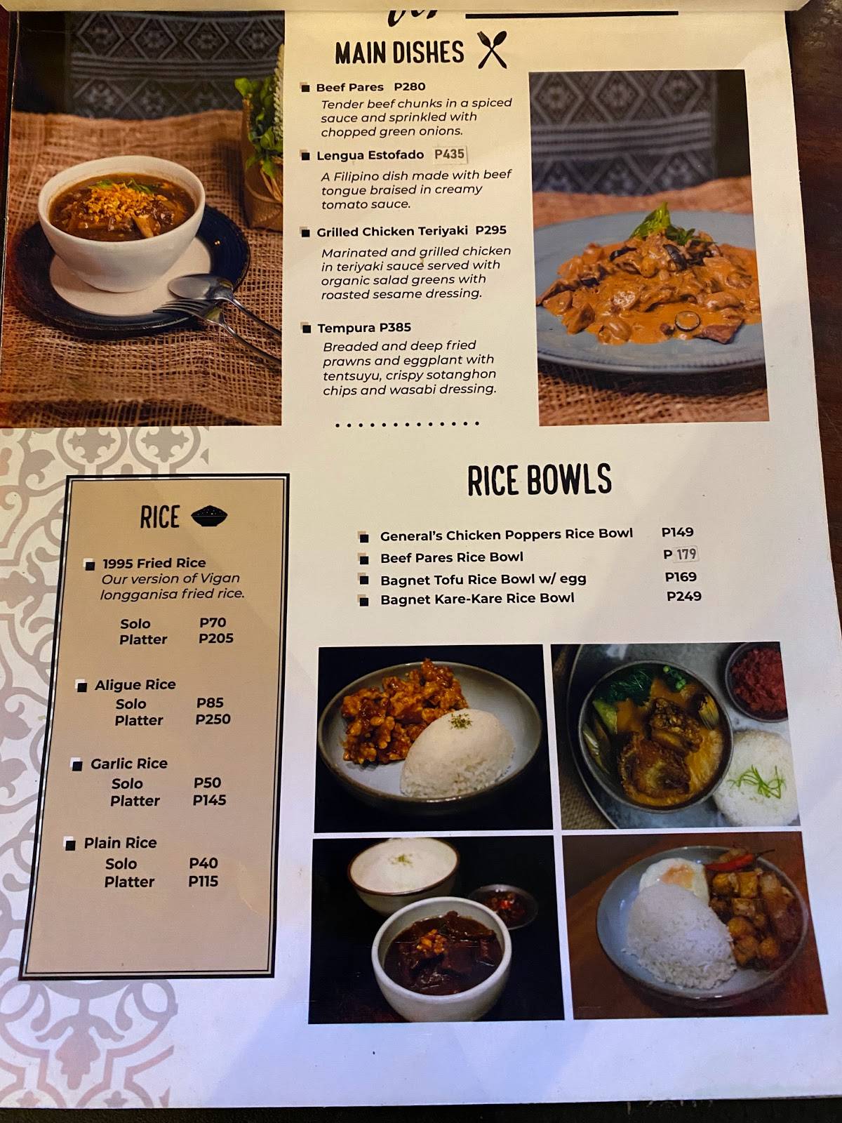Carta de 1995 Studio Cafe, Vigan