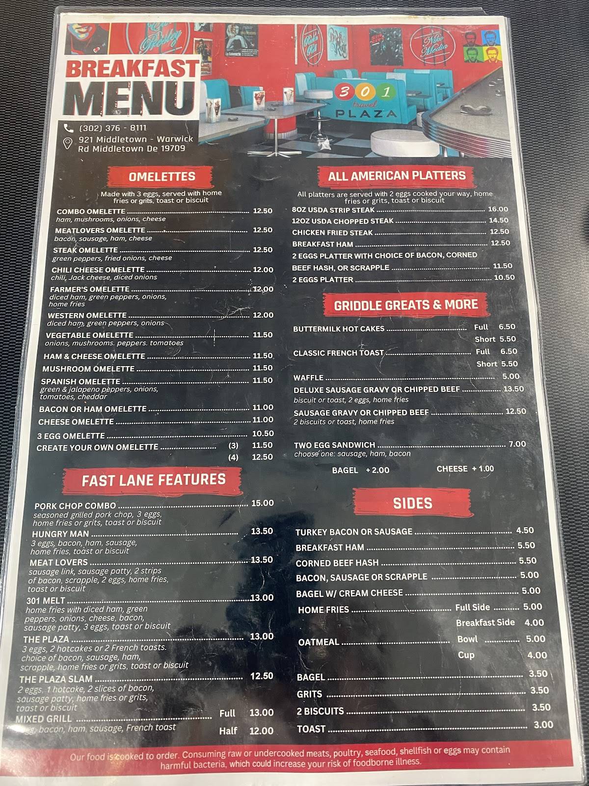 Menu at 301 Plaza Restaurant, Middletown