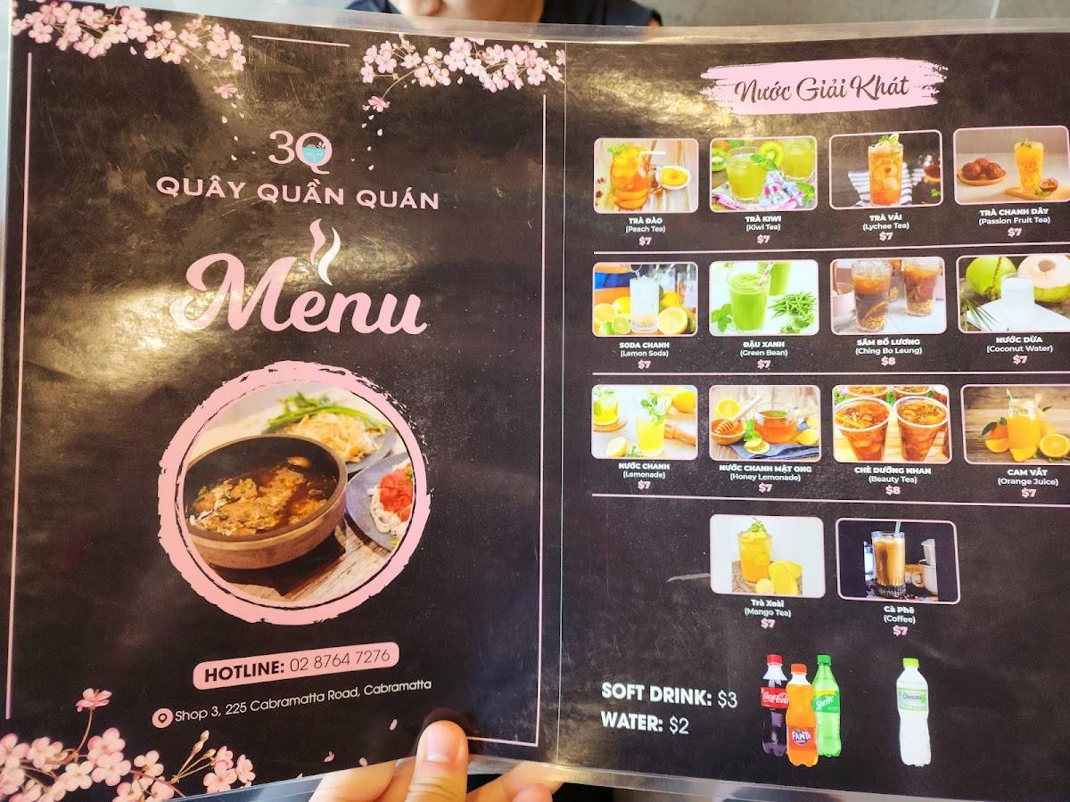 Menu at 3Q QUAY QUAN QUAN restaurant, Cabramatta