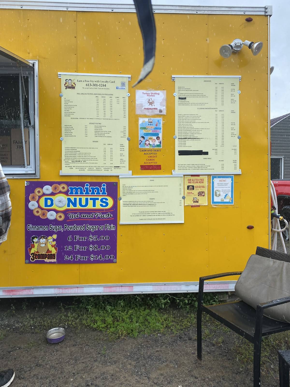 Menu at 3's Company Chip Wagon restaurant, Kemptville