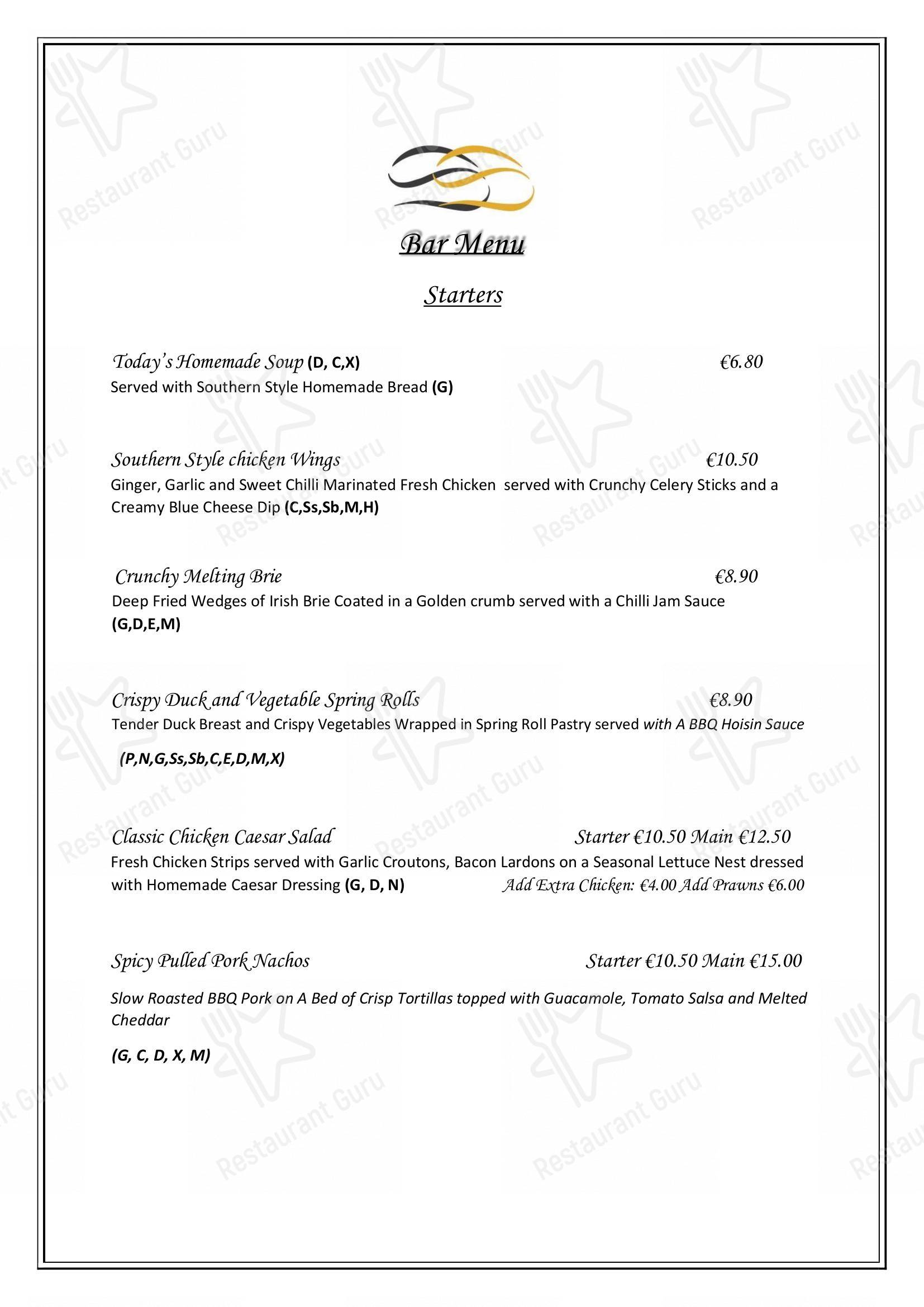 Menu at 4 Star Sligo Southern Hotel & Leisure Centre restaurant, Sligo