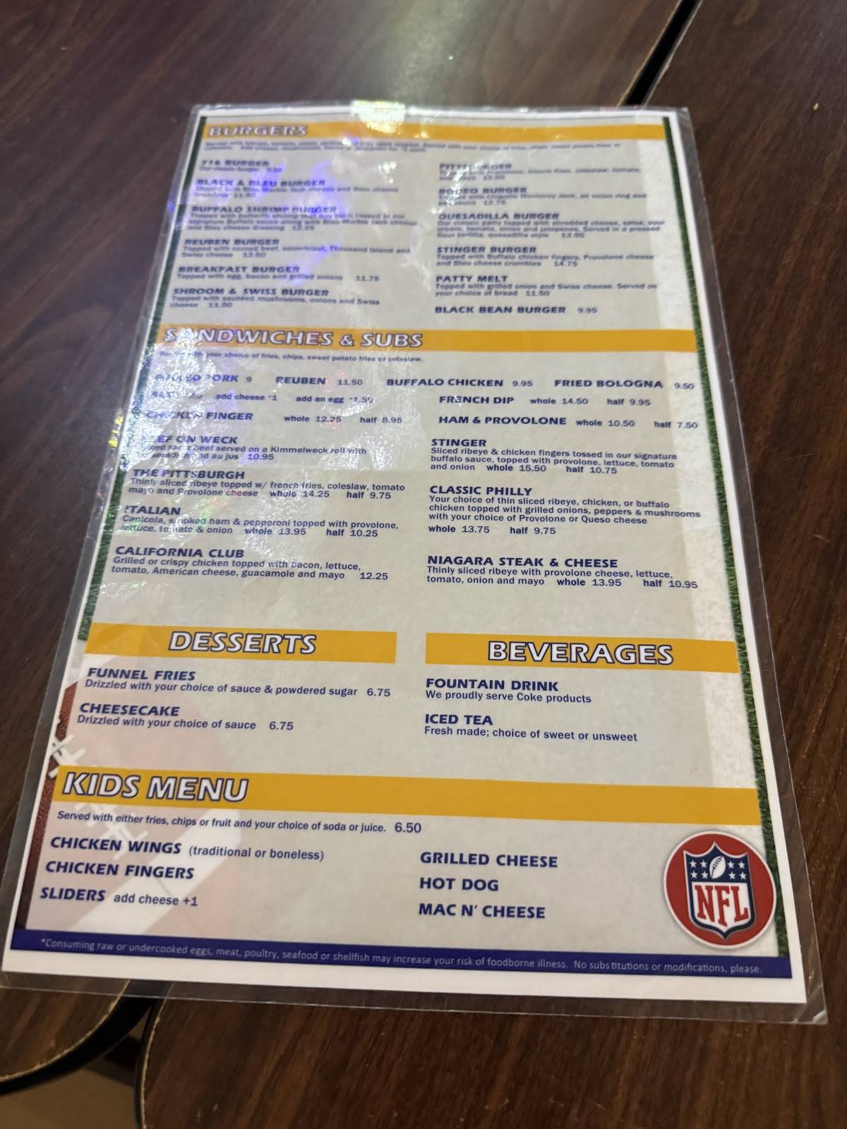 Menu at 716 Burgers & Brew pub & bar, Lakeland, Duff Rd