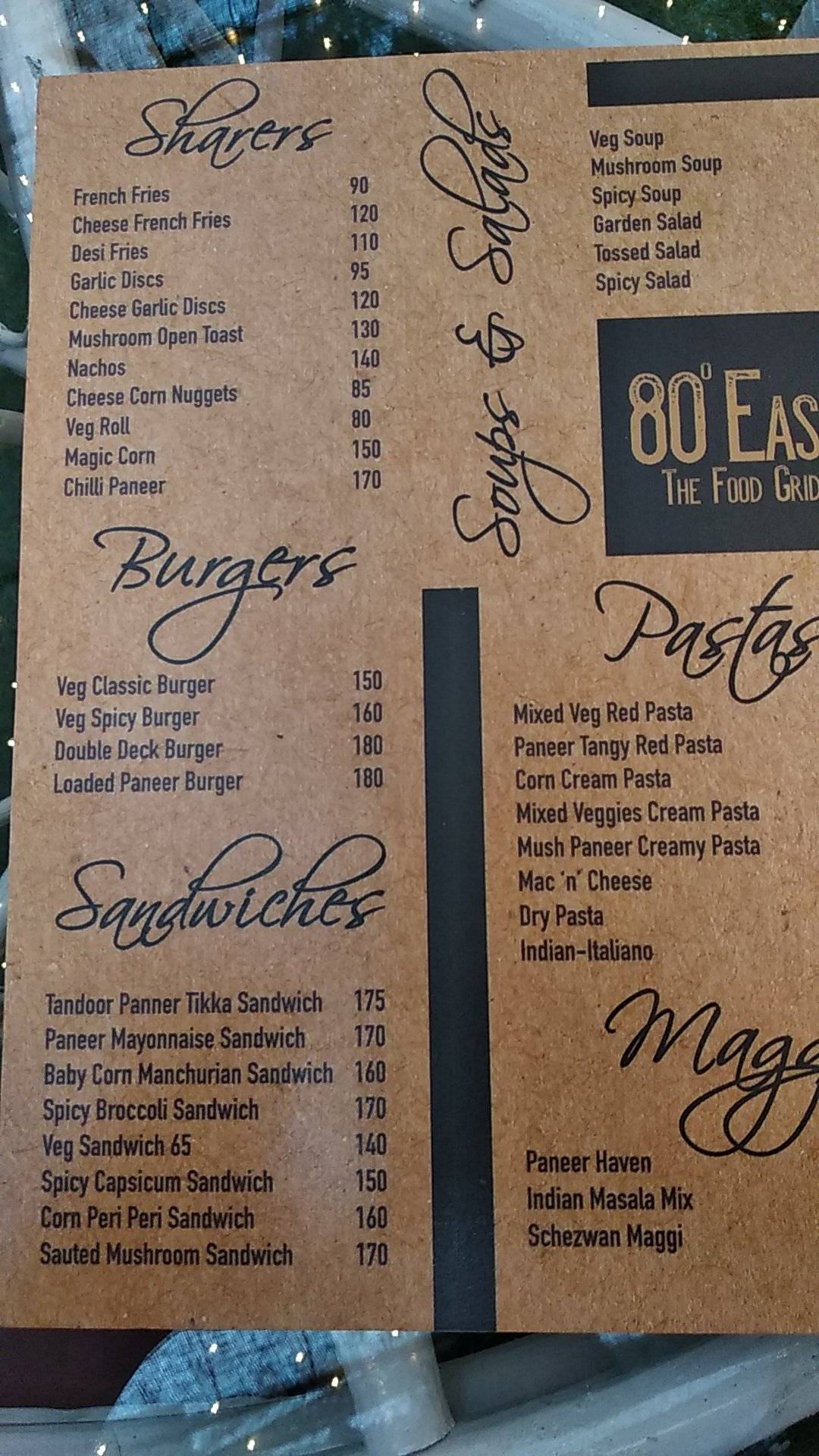 Menu at 80 Degrees East, Chennai, Old No.34