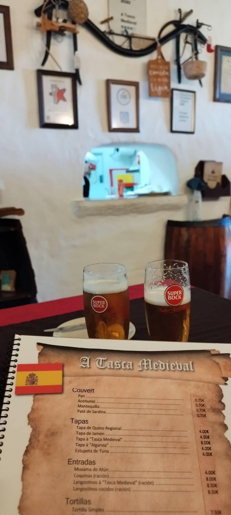 Carta del restaurante A Tasca Medieval, Castro Marim, R. 25 del Abril 65