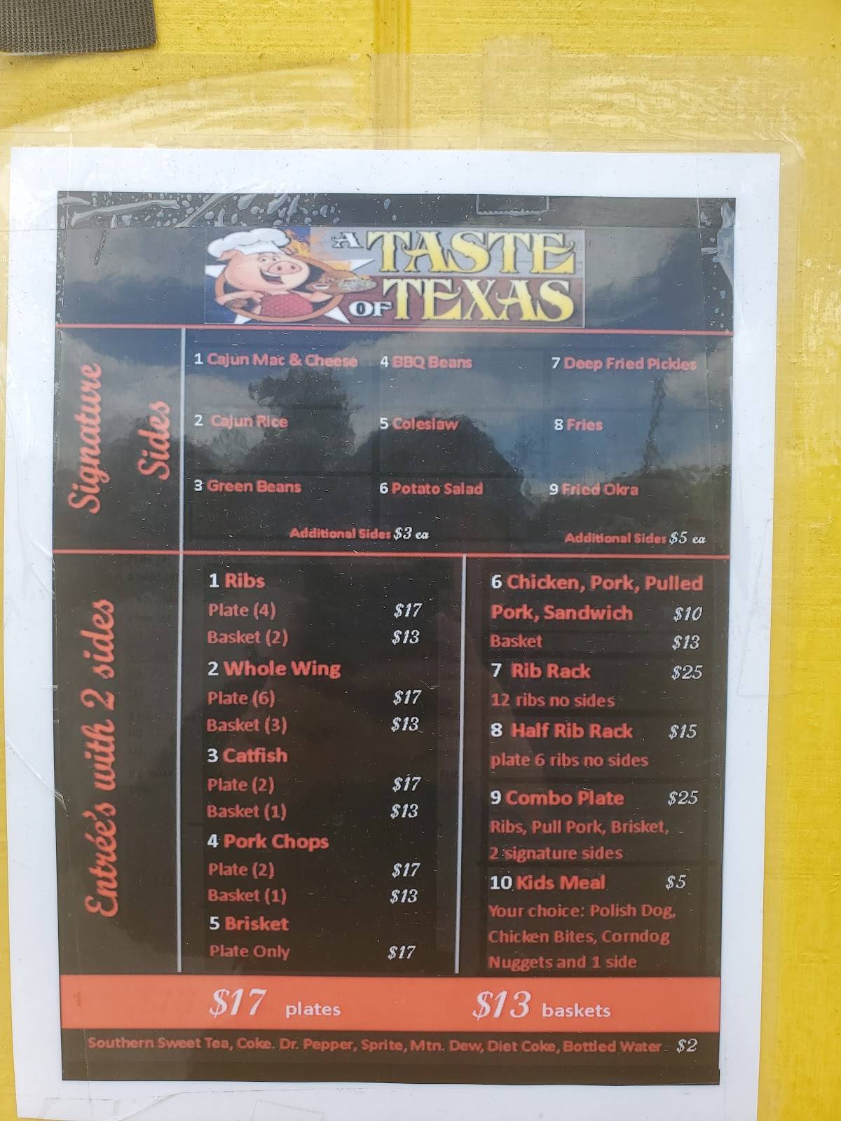 Menu at A Taste of Texas BBQ, Mountain Home