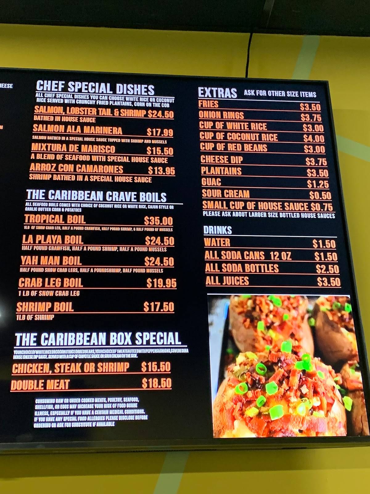 Menu at A taste of the Caribbean restaurant, Spartanburg