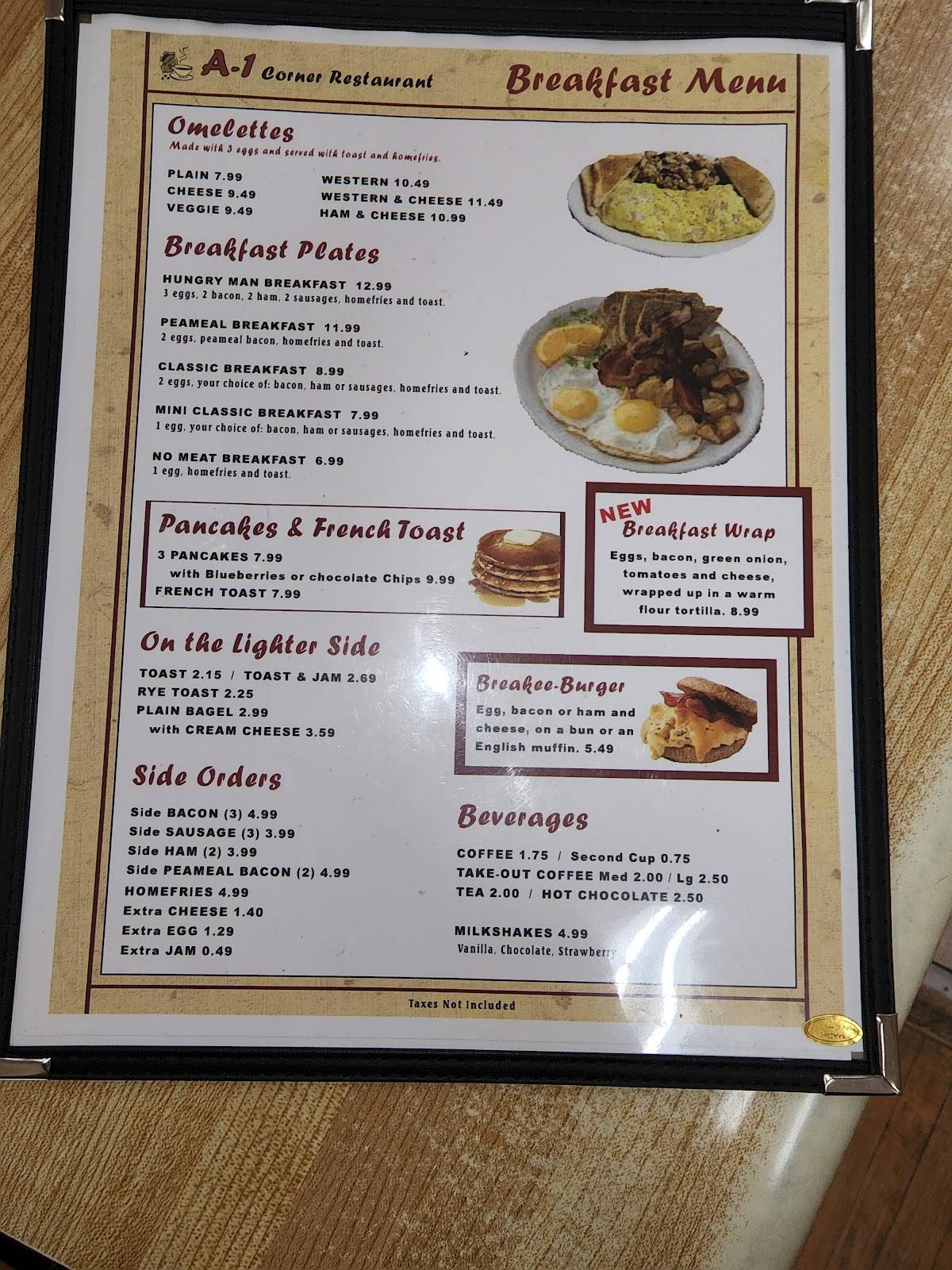 Menu at A1 Corner Restaurant & Variety, Tamworth, 4 Concession St N