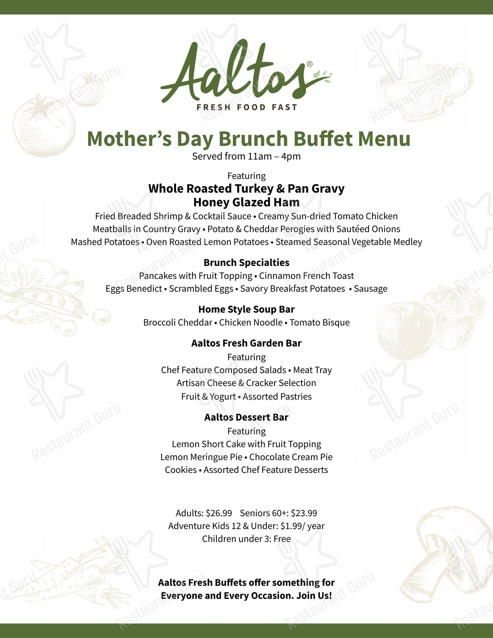 Menu at AALTOS Garden Cafe, Winnipeg, Pembina Highway