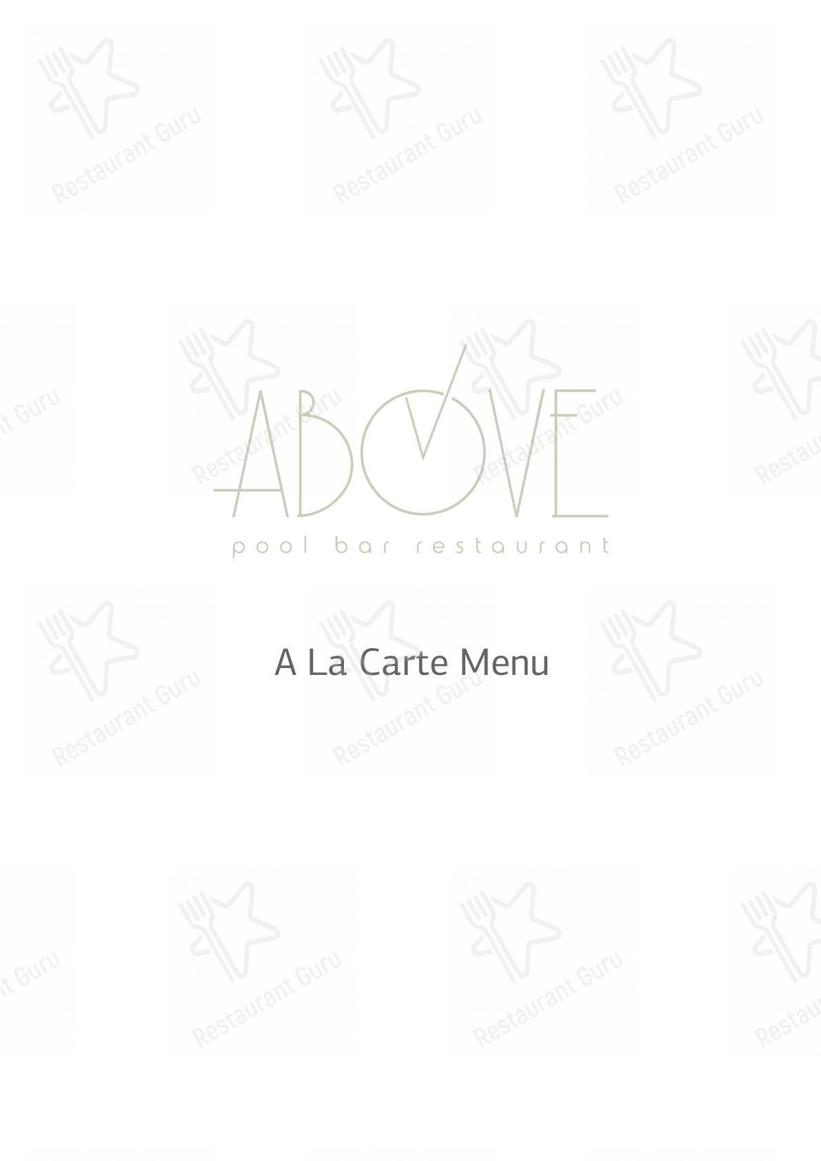Menu at ABOVE Roof Top Bar Restaurant, Athens