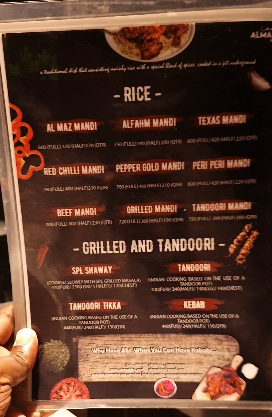 Menu at ALMAZ BBQ, Kazhakkoottam