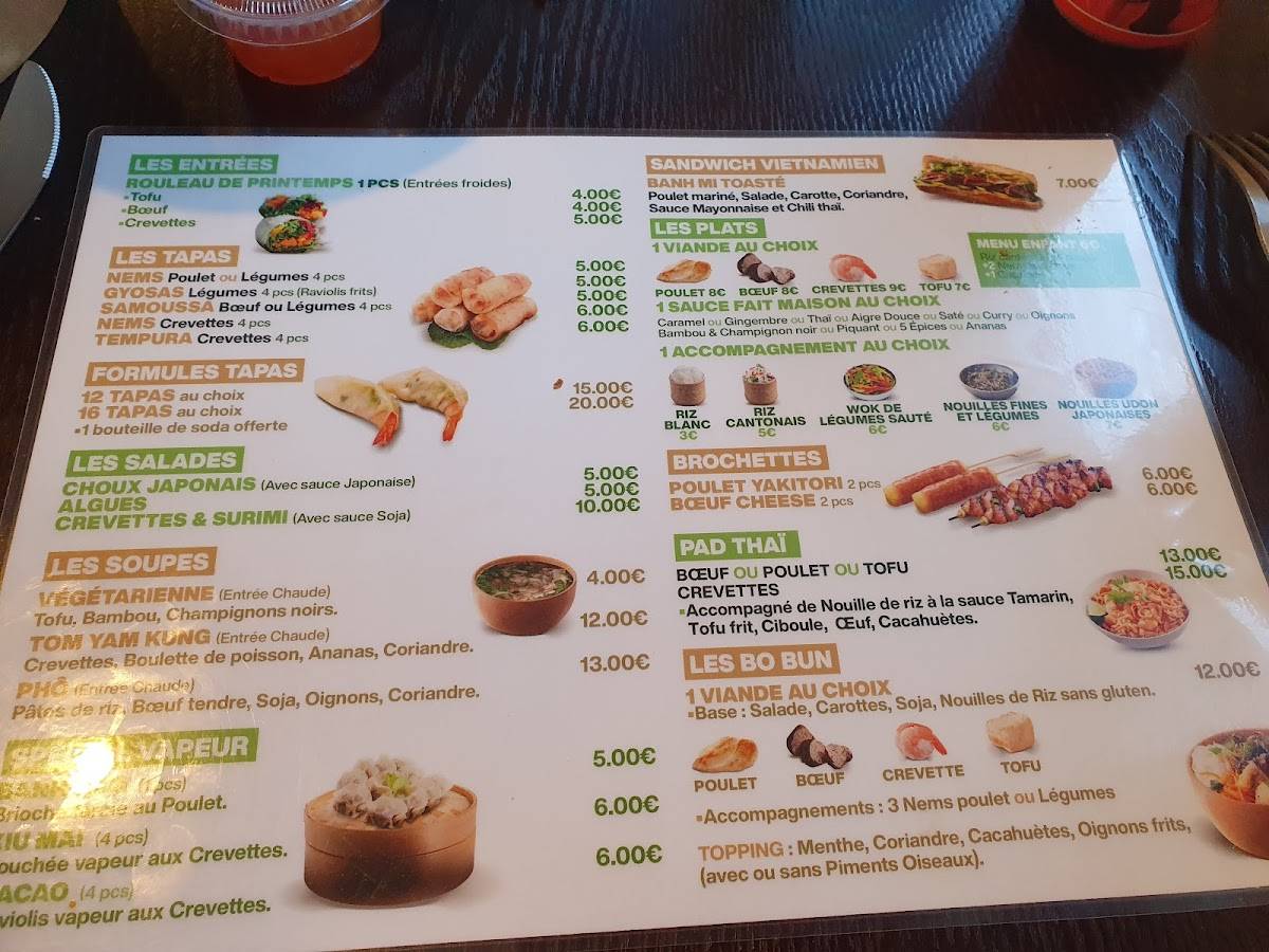 Menu au ASIAN TAPAS restaurant, Allevard