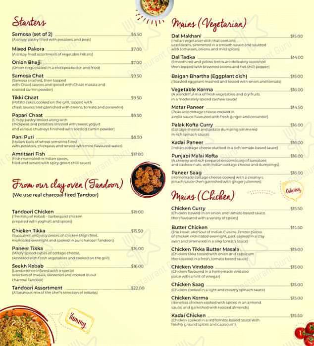 Menu at Aangan Clayton restaurant, Clayton, 370 Clayton Rd