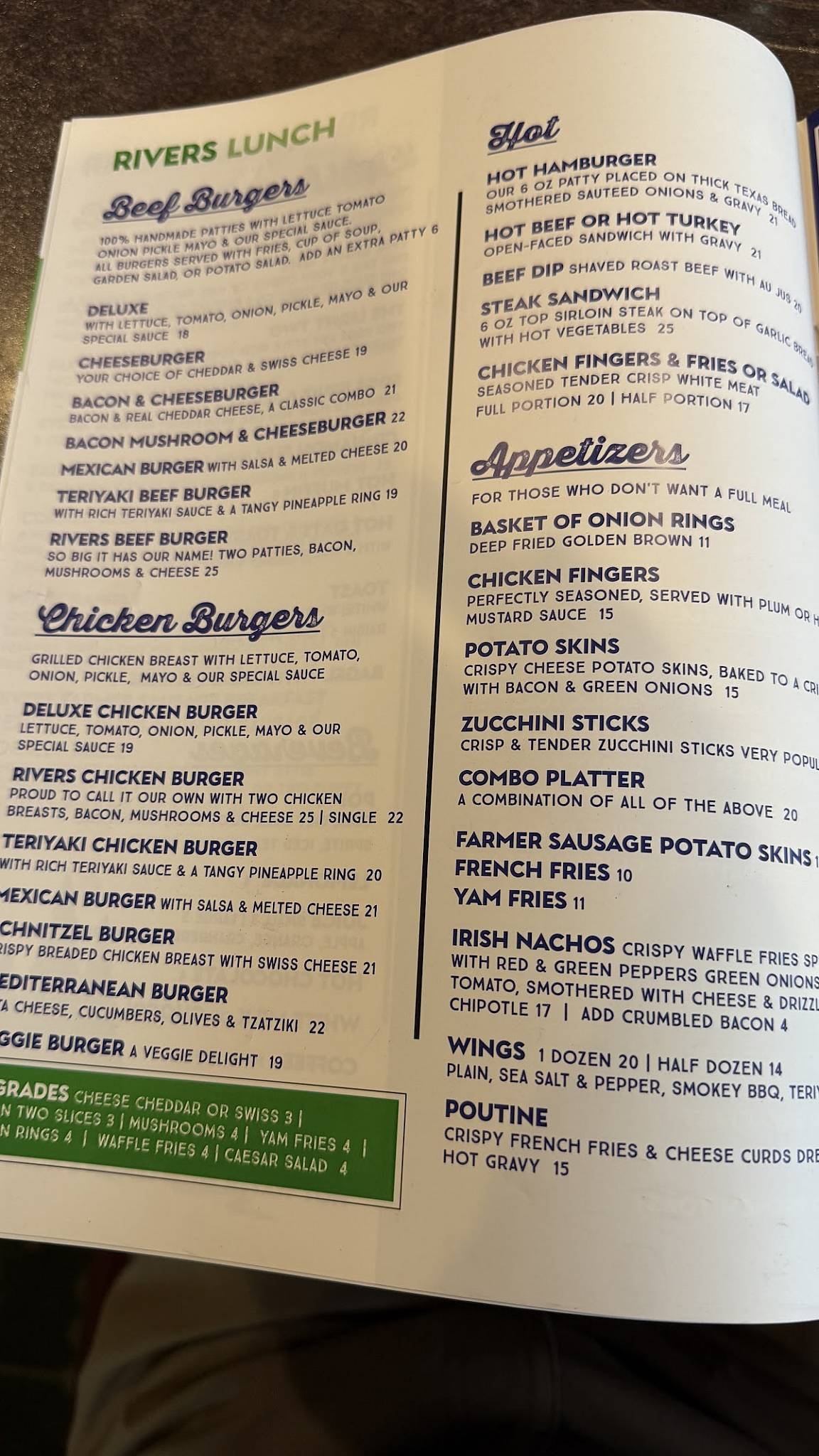 Menu at Rivers Restaurant, Abbotsford, Clearbrook Rd