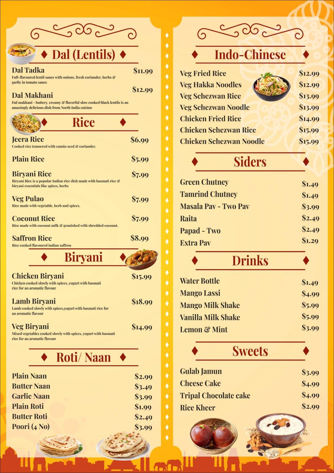 Menu at Absolute BBQ & Curry (Indian Food), Calgary