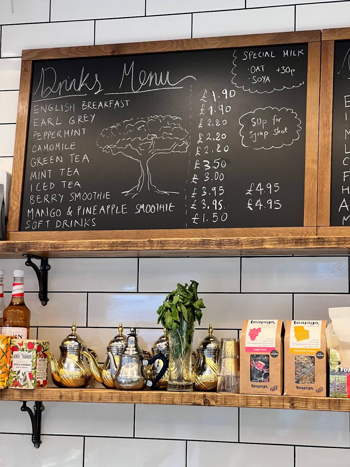Menu at Acacia cafe, London