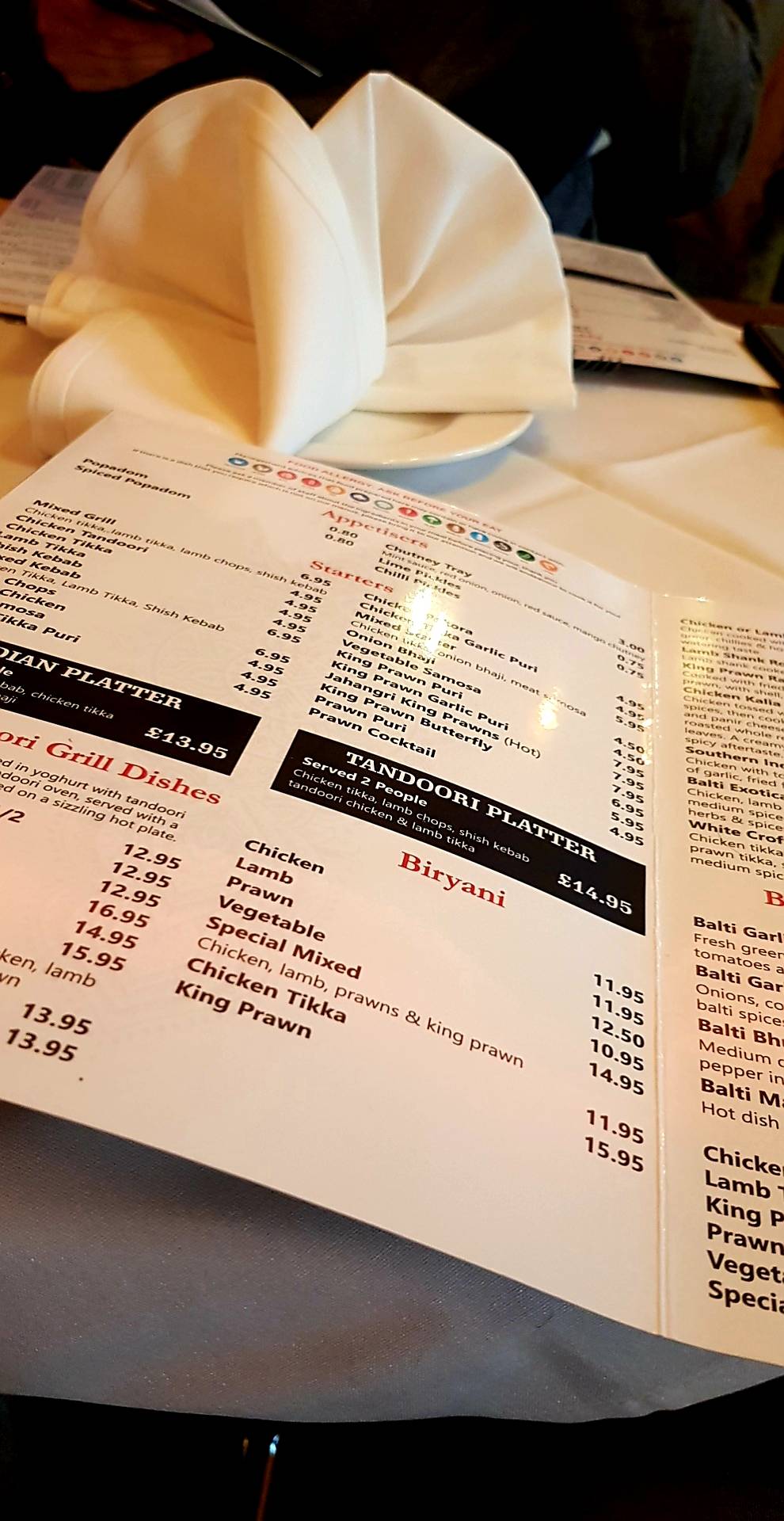 Menu at Whitecroft Indian Bar & Restaurant, Accrington