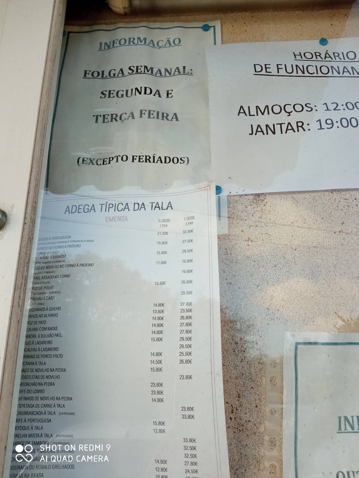 Menu em Adega Típica da Tala restaurante, Sintra