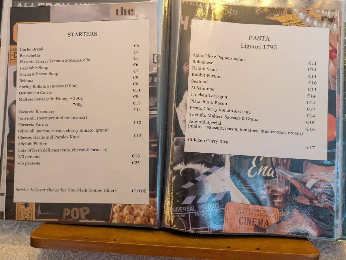 Menu at Adelphi Restaurant, Rabat