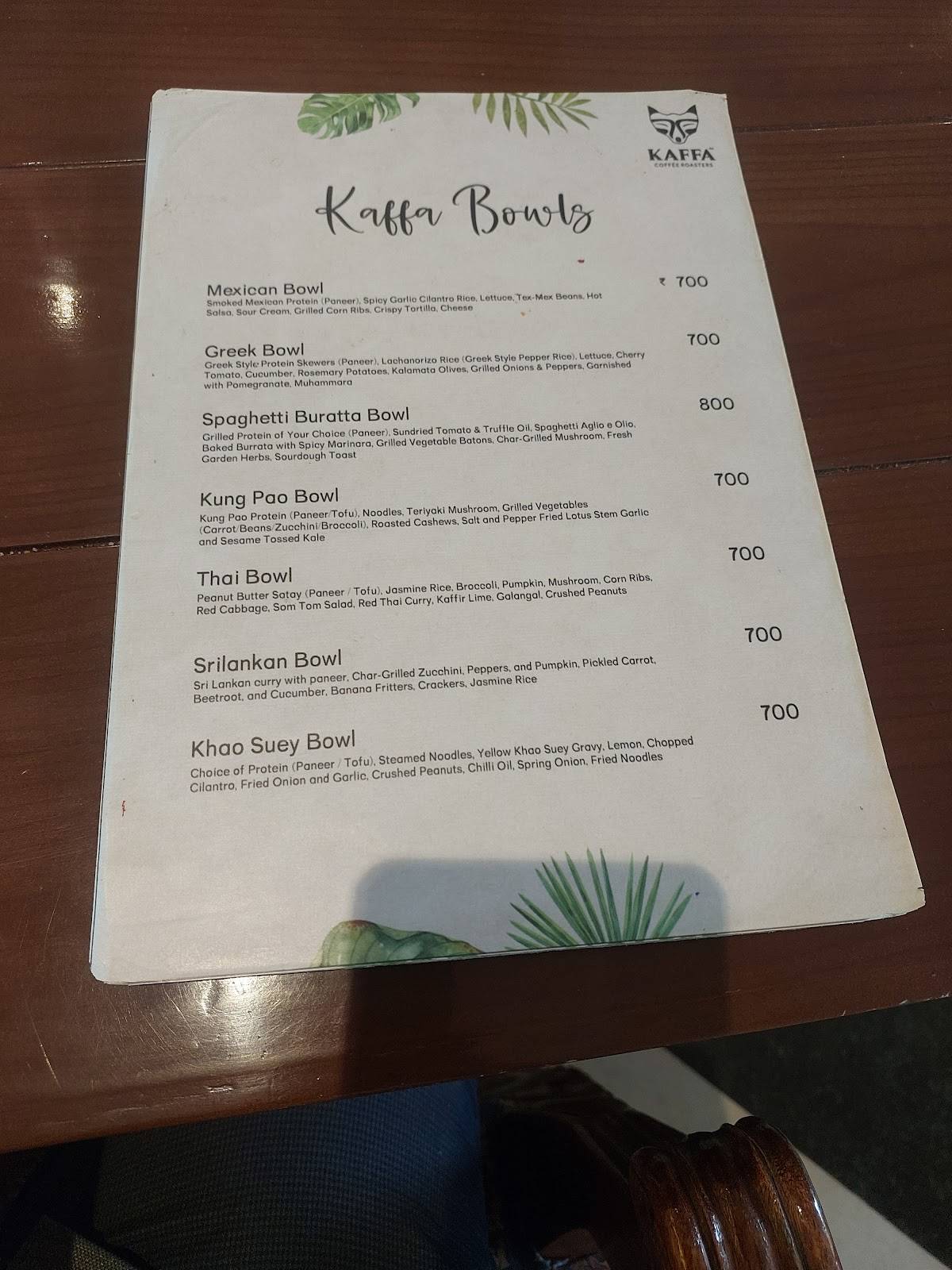 Menu at Kaffa Coffee Roasters, Ahmedabad, Kaffa Coffee Roasters oppo Atira