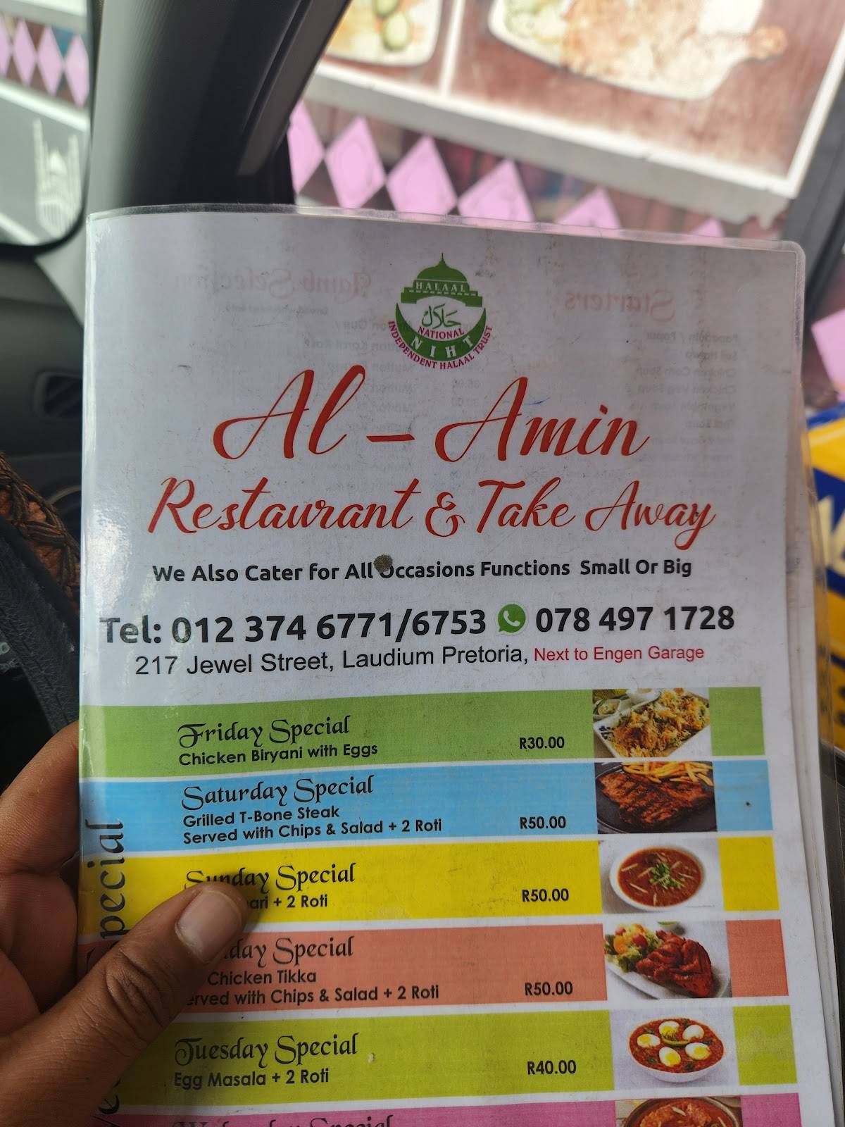 Menu at Al-Amin Restaurant & Take Aways, Centurion