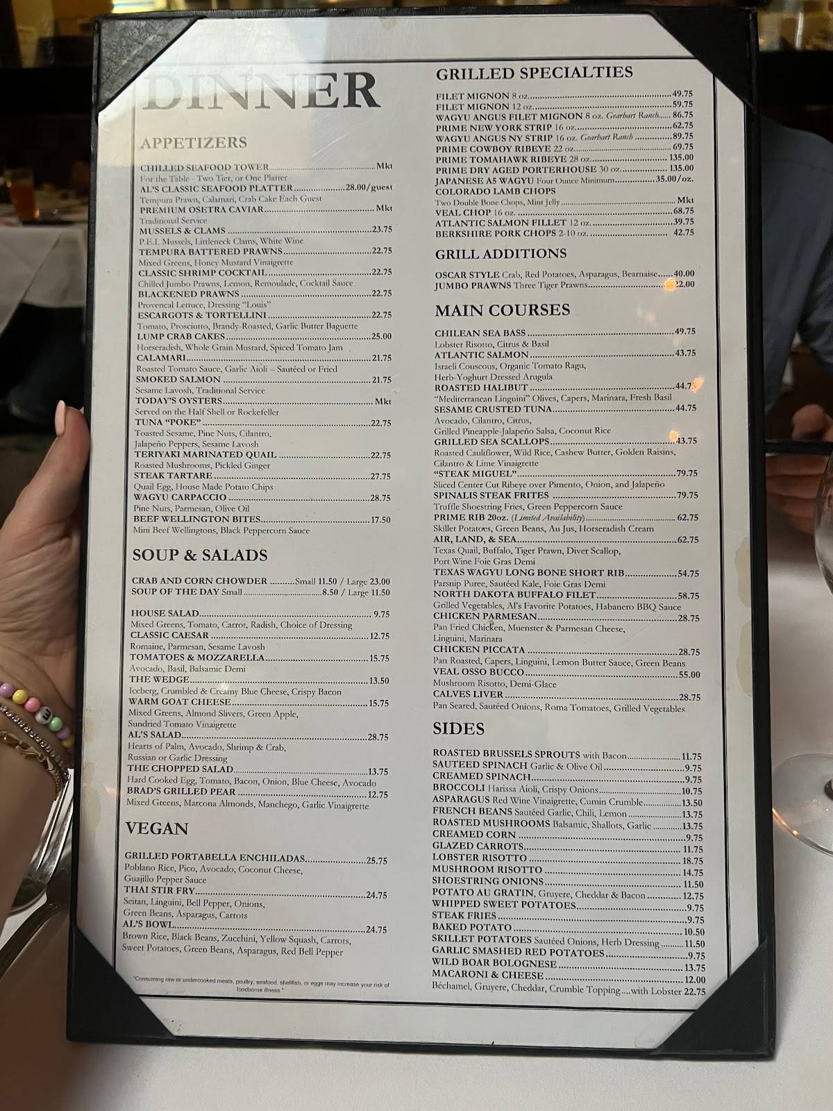 Menu at Al Biernat's Oak Lawn steakhouse, Dallas