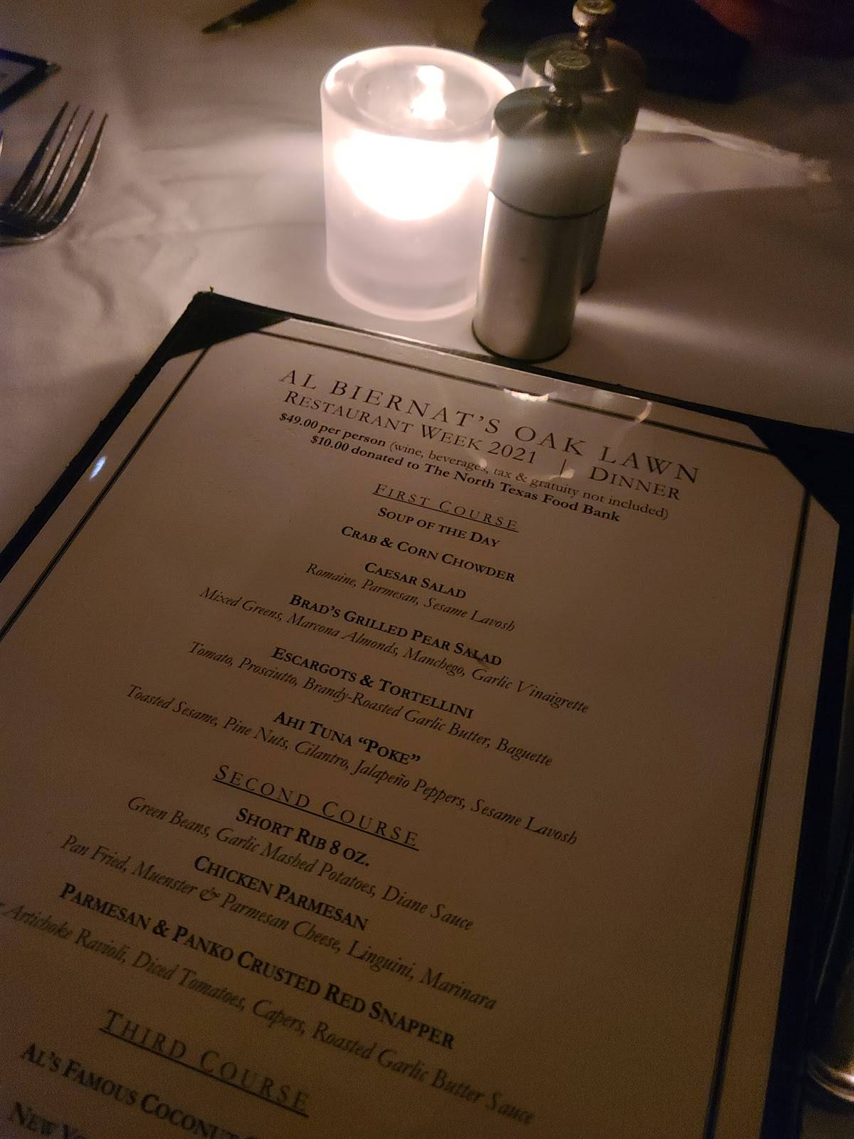 Menu at Al Biernat's Oak Lawn steakhouse, Dallas