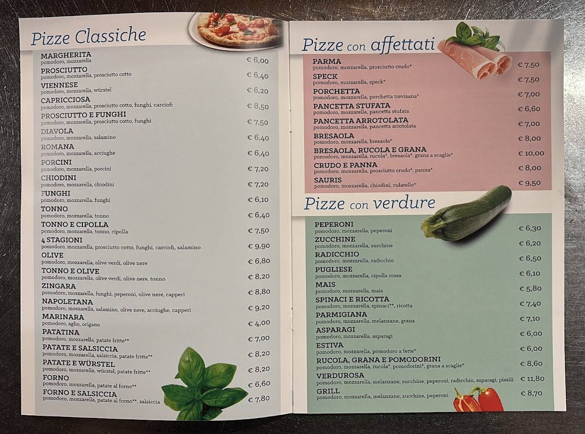 Menu da Al Fogolar ristorante, Pasiano di Pordenone