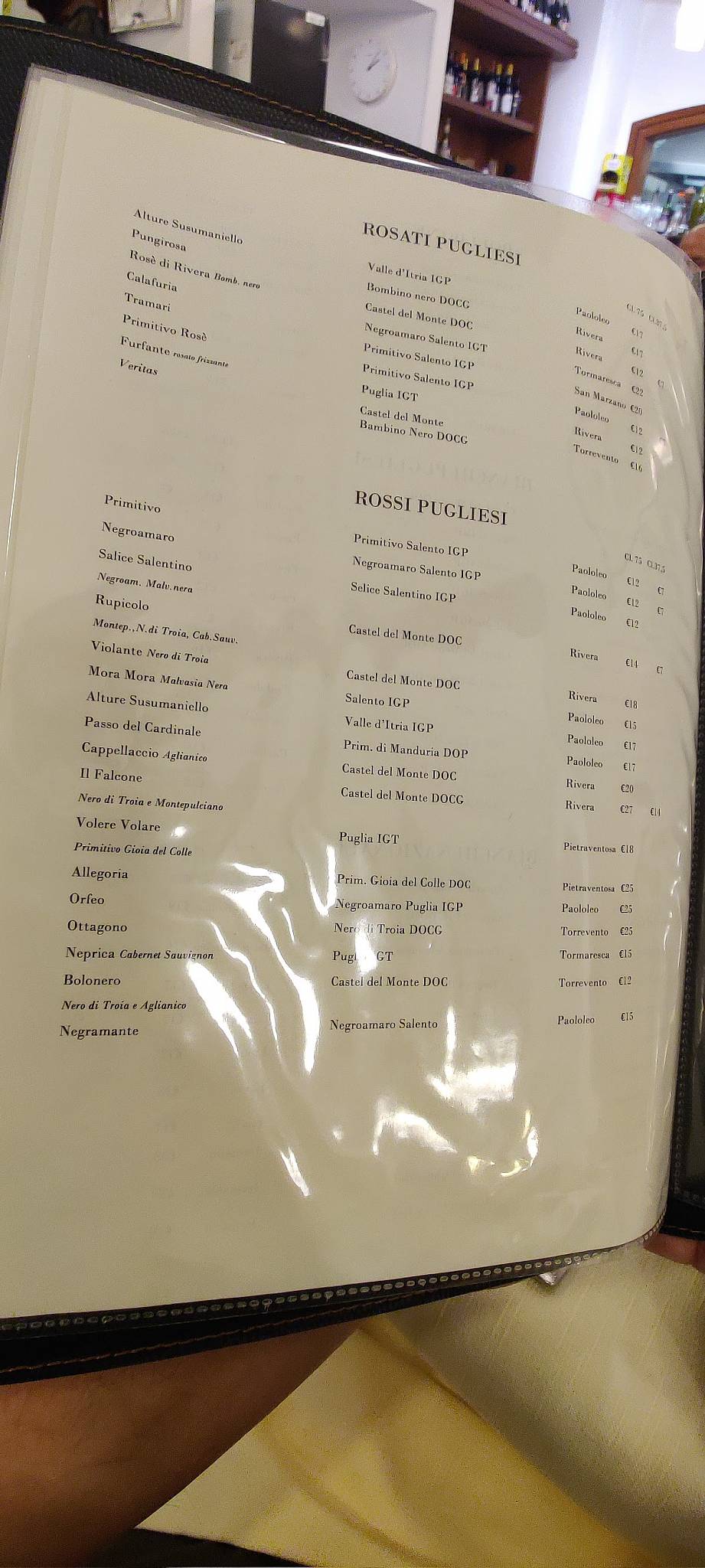 Menu at Al Sorso Preferito restaurant, Bari