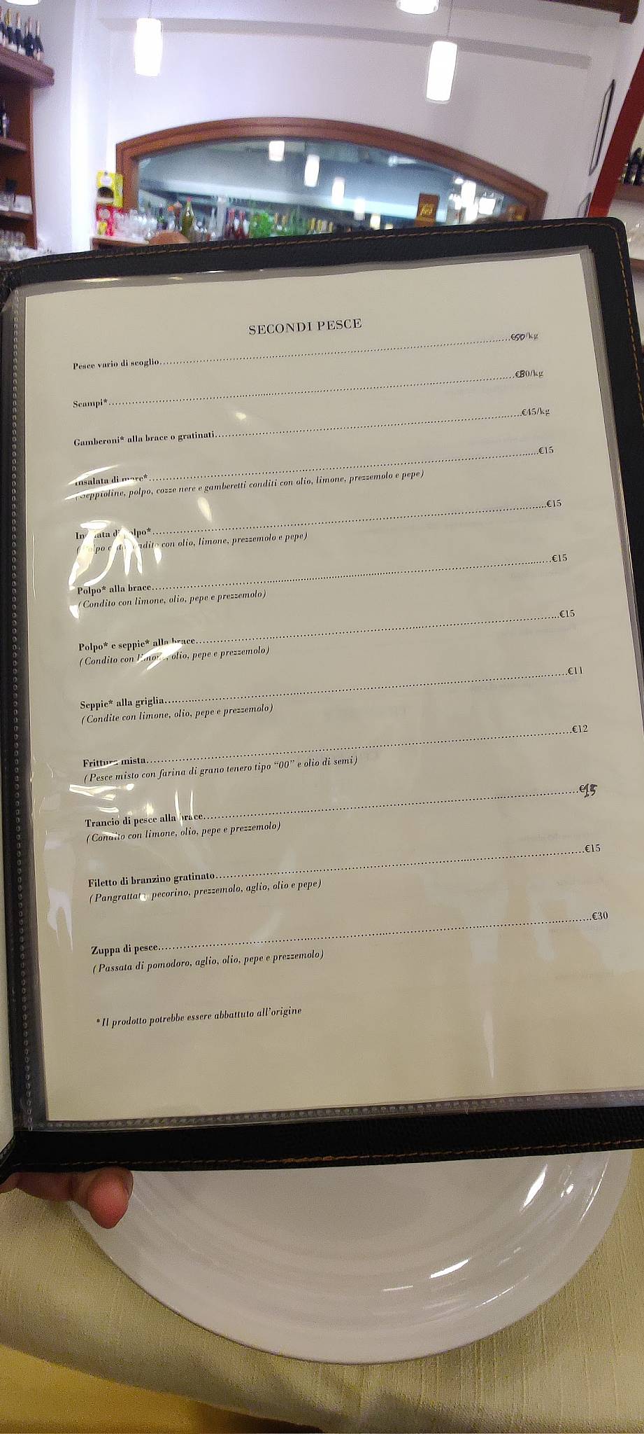 Menu at Al Sorso Preferito restaurant, Bari