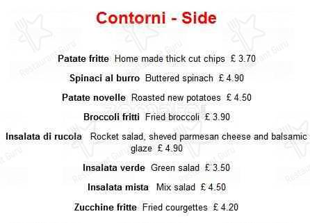 Menu at Al Volo restaurant, London