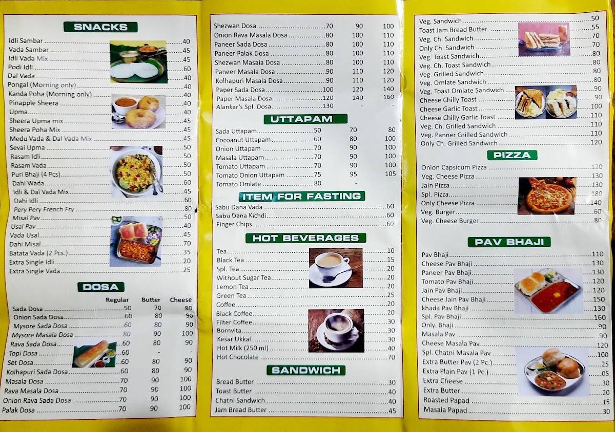 Menu at Alangar Cafe, Mumbai