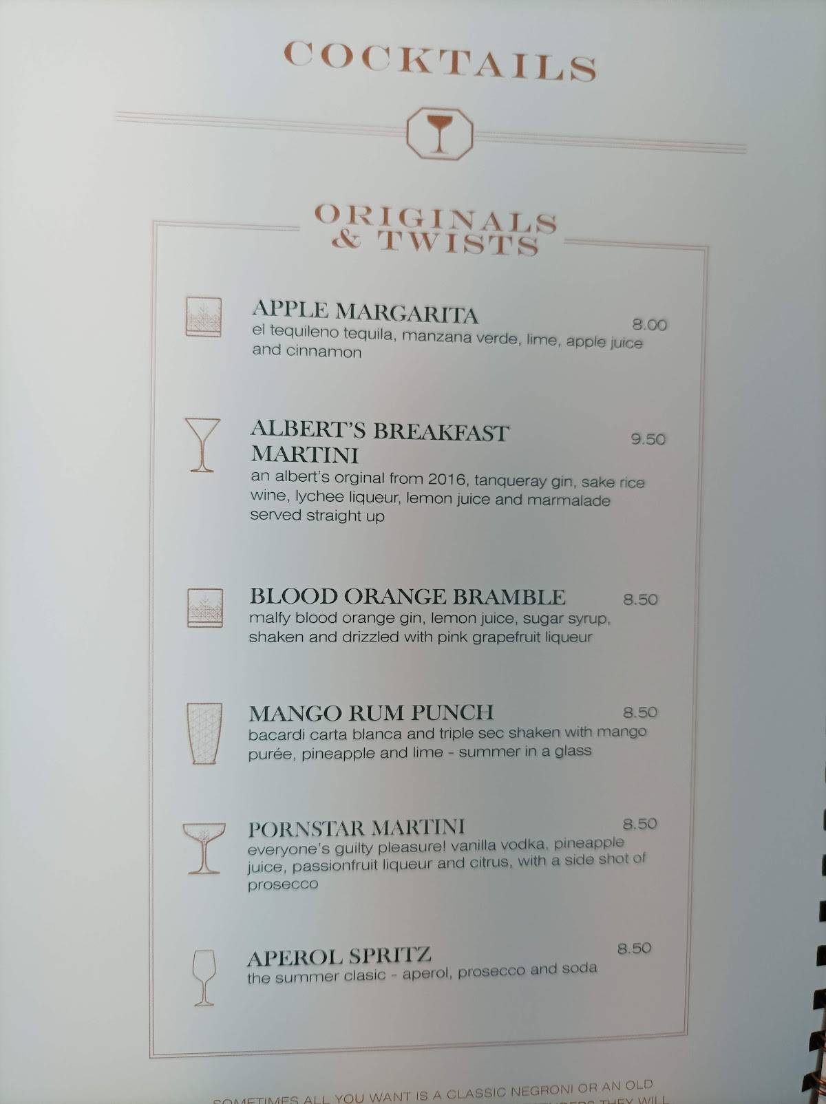 Menu at Albert’s Didsbury Restaurant & Bar, Manchester