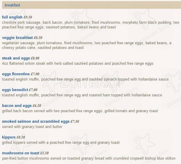 Menu at Albert’s Didsbury Restaurant & Bar, Manchester