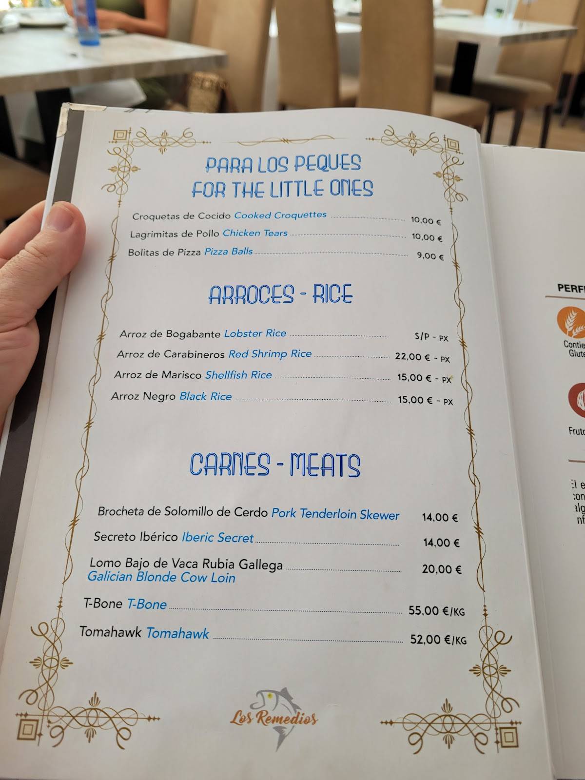 Carta de Restaurante Los Remedios, Algeciras, Av. Fuerzas Armadas