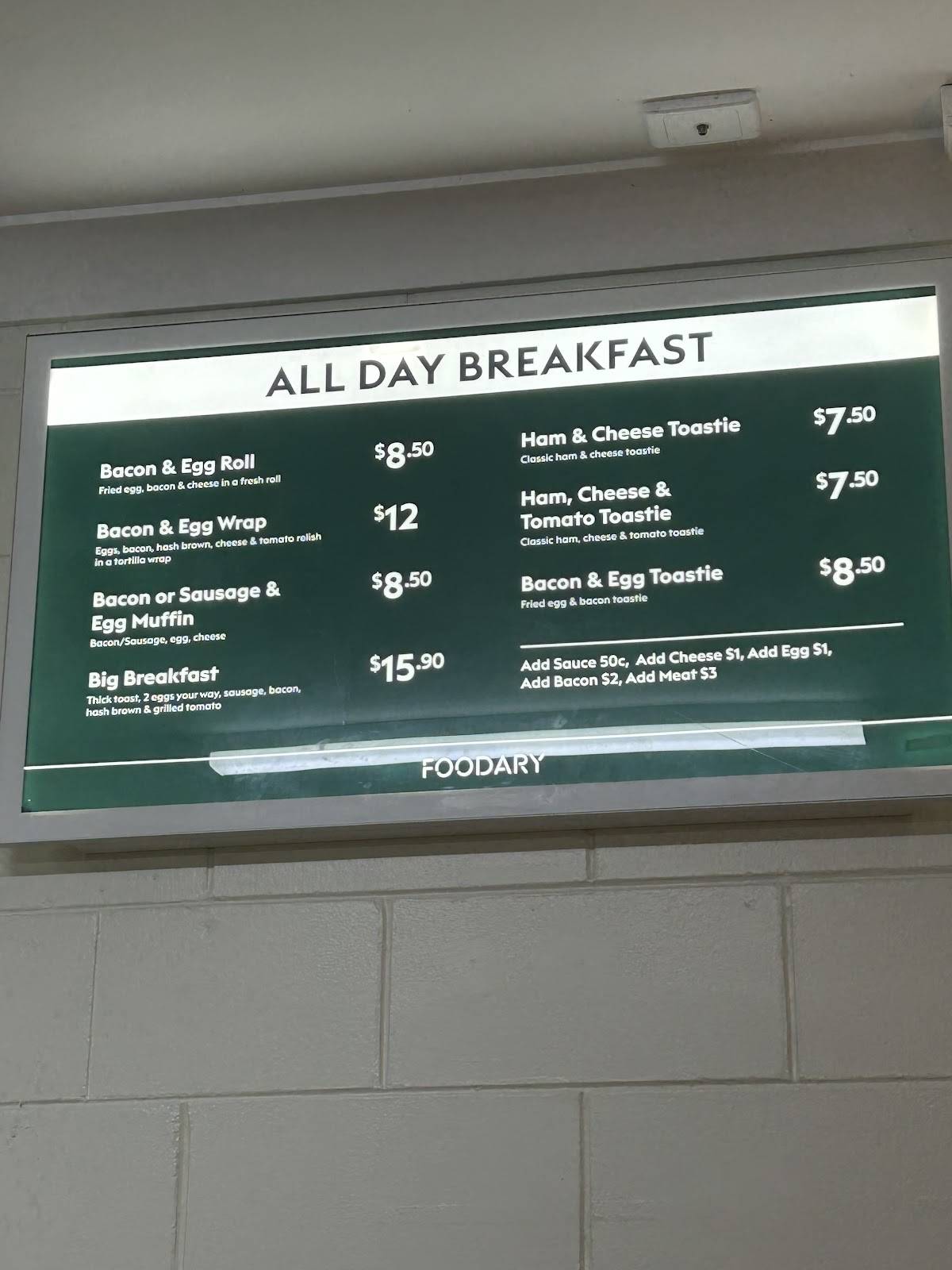 Menu at Alligator Creek Roadhouse restaurant, Australia
