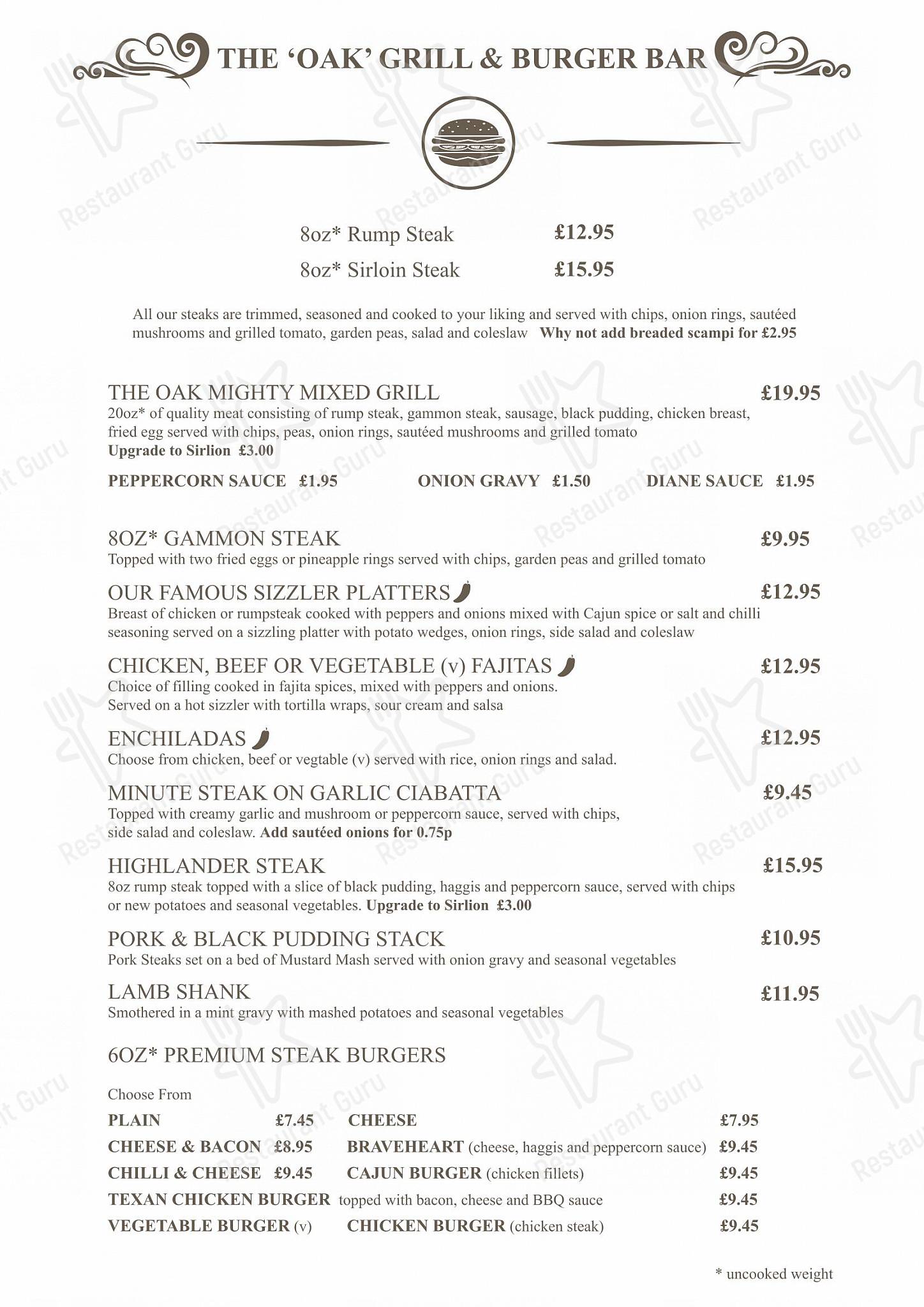Menu at Royal Oak Alloa pub & bar, Alloa