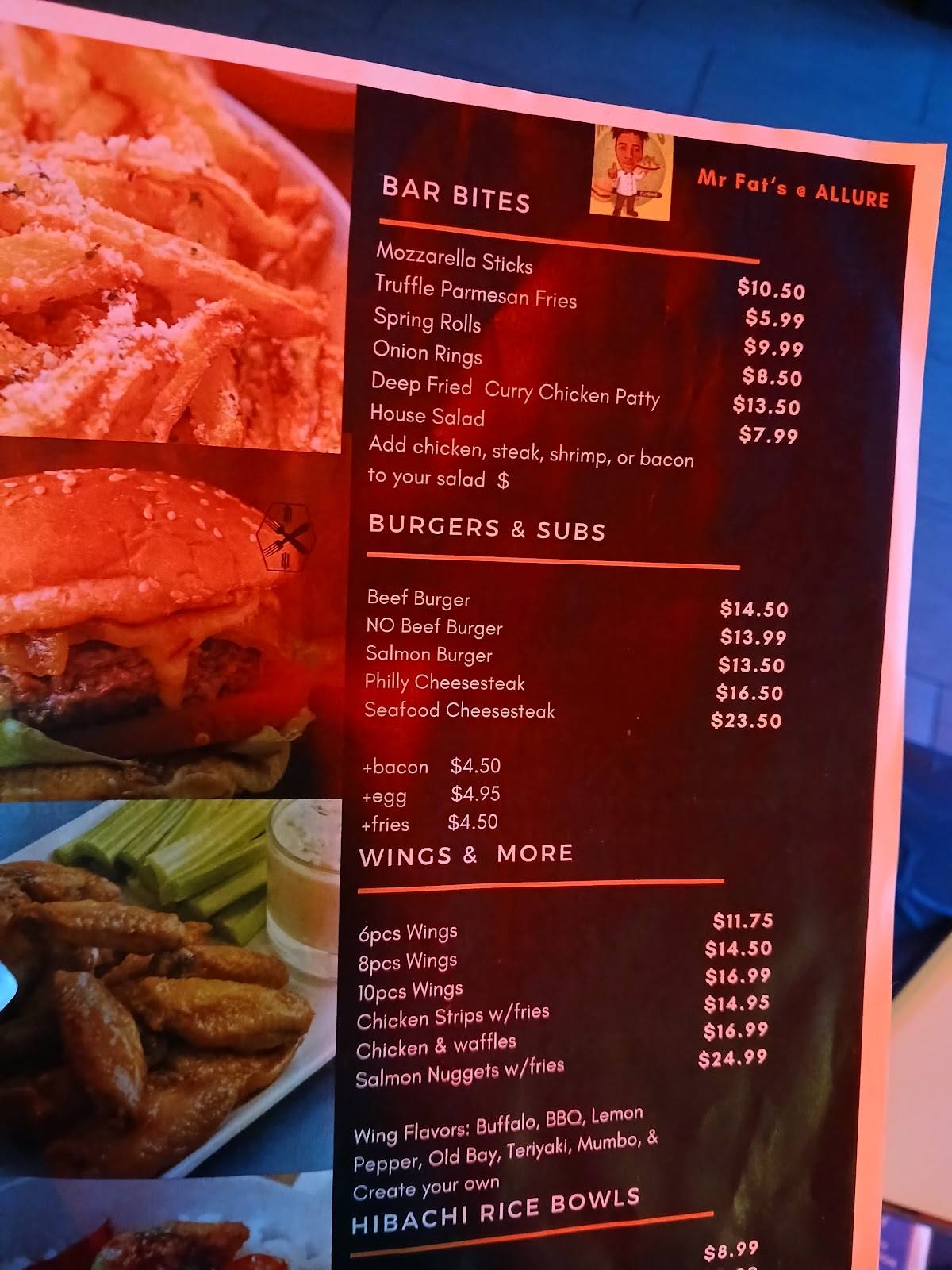 Menu at Allure Bar & Lounge, Washington