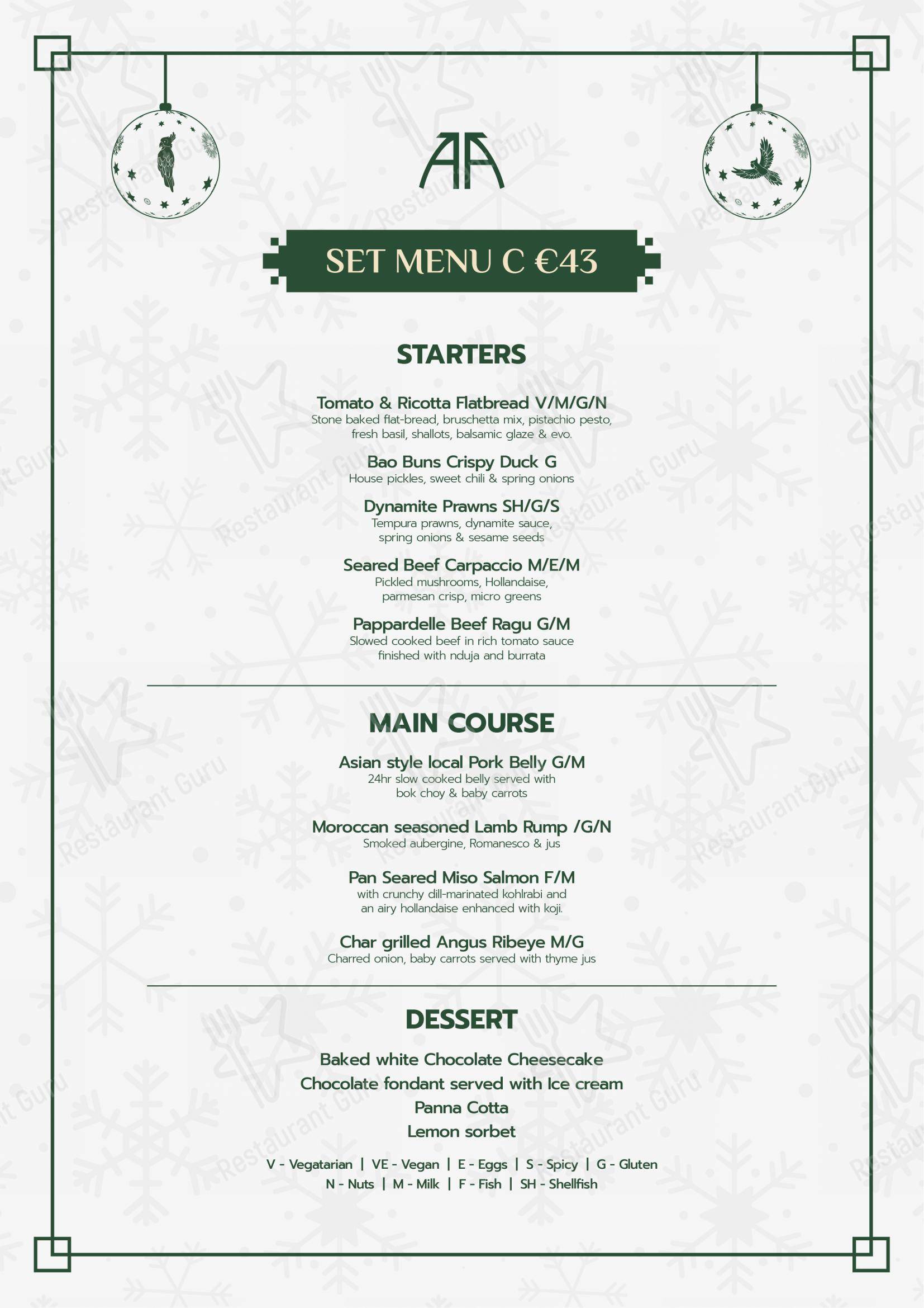 Menu at Alma Restaurant, Sliema