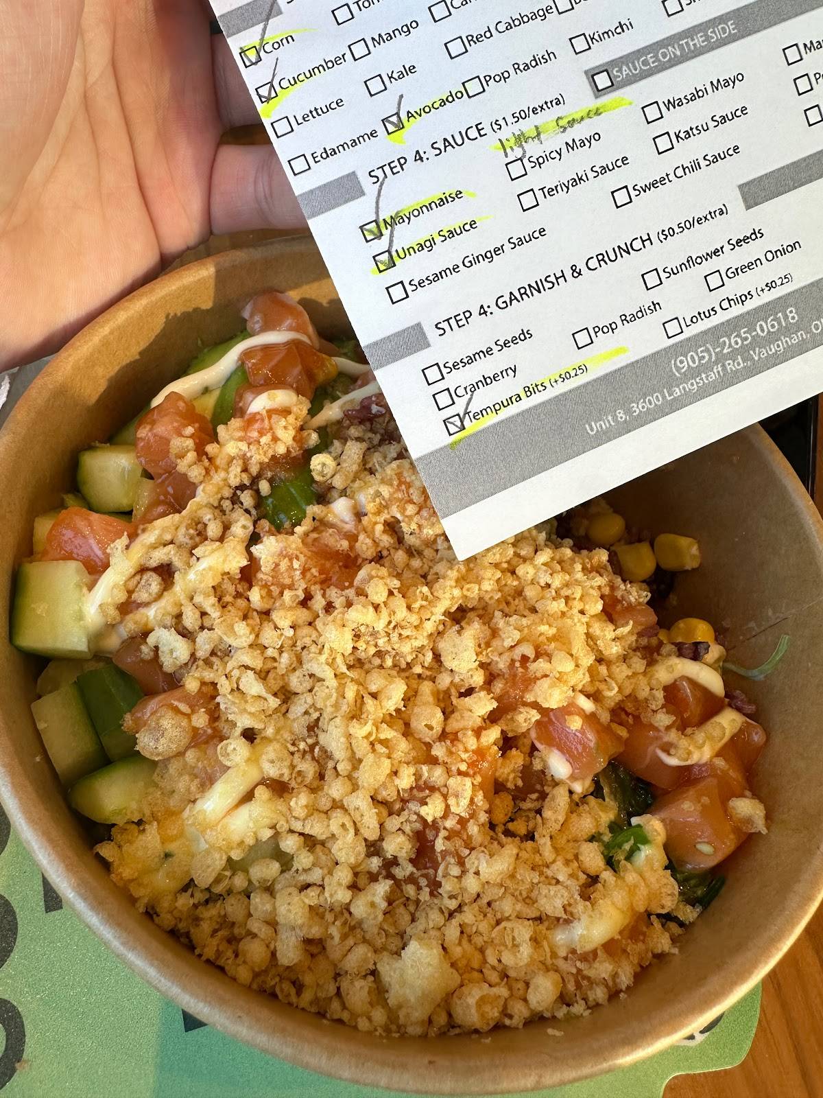 Menu au Aloha Poke restaurant, Vaughan