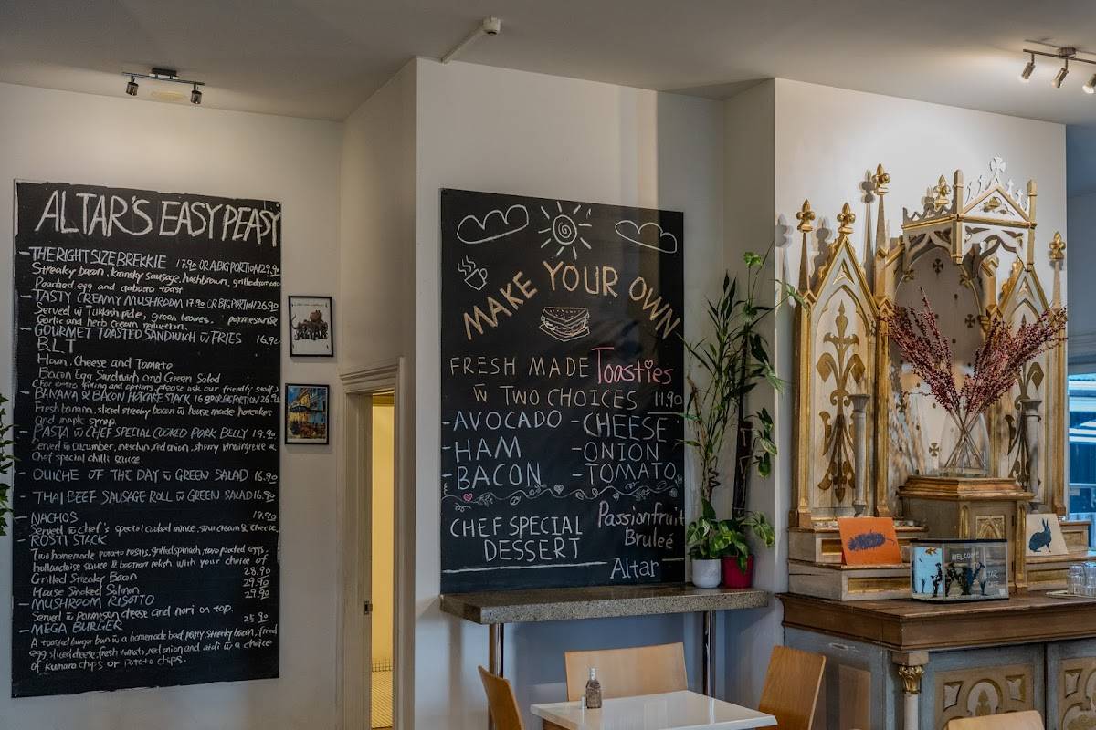 Menu at Altar cafe, Auckland