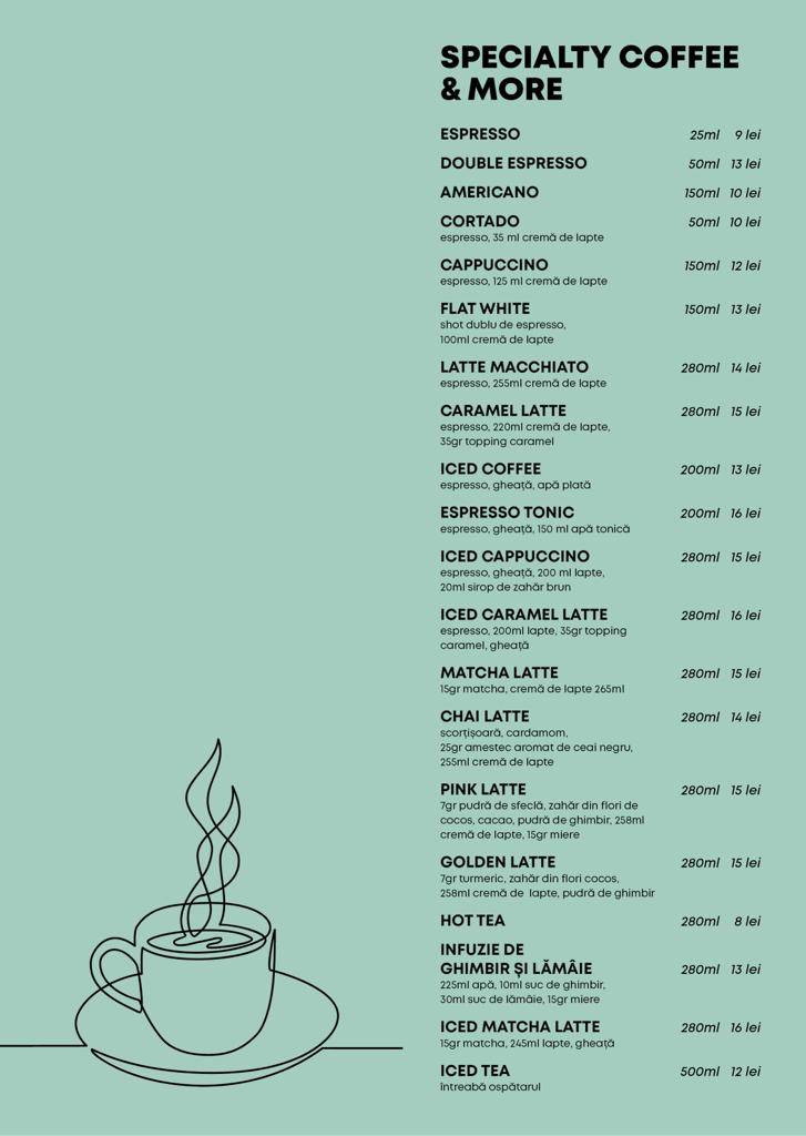 Menu at Altceva caffe, Bacău