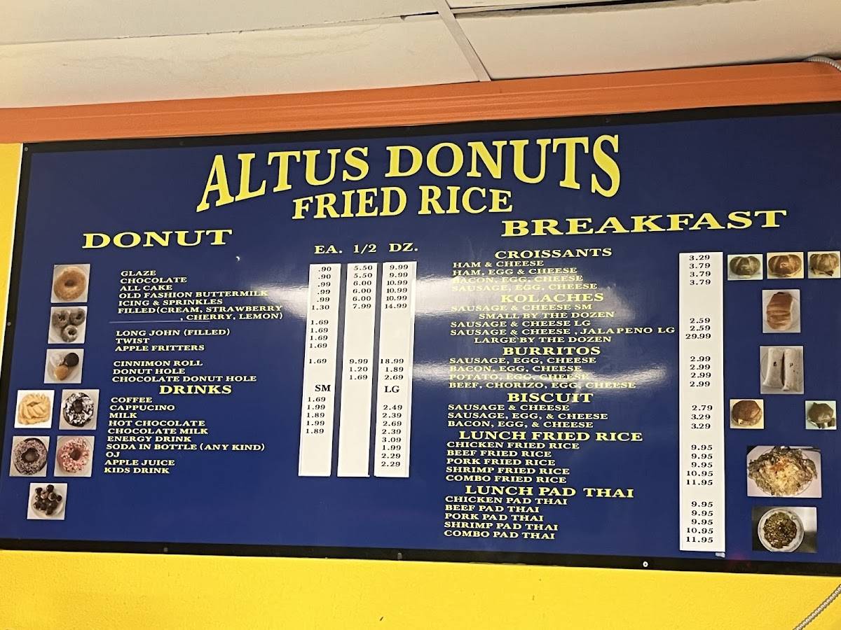 Menu at Altus Donuts & Fried Rice restaurant, Altus