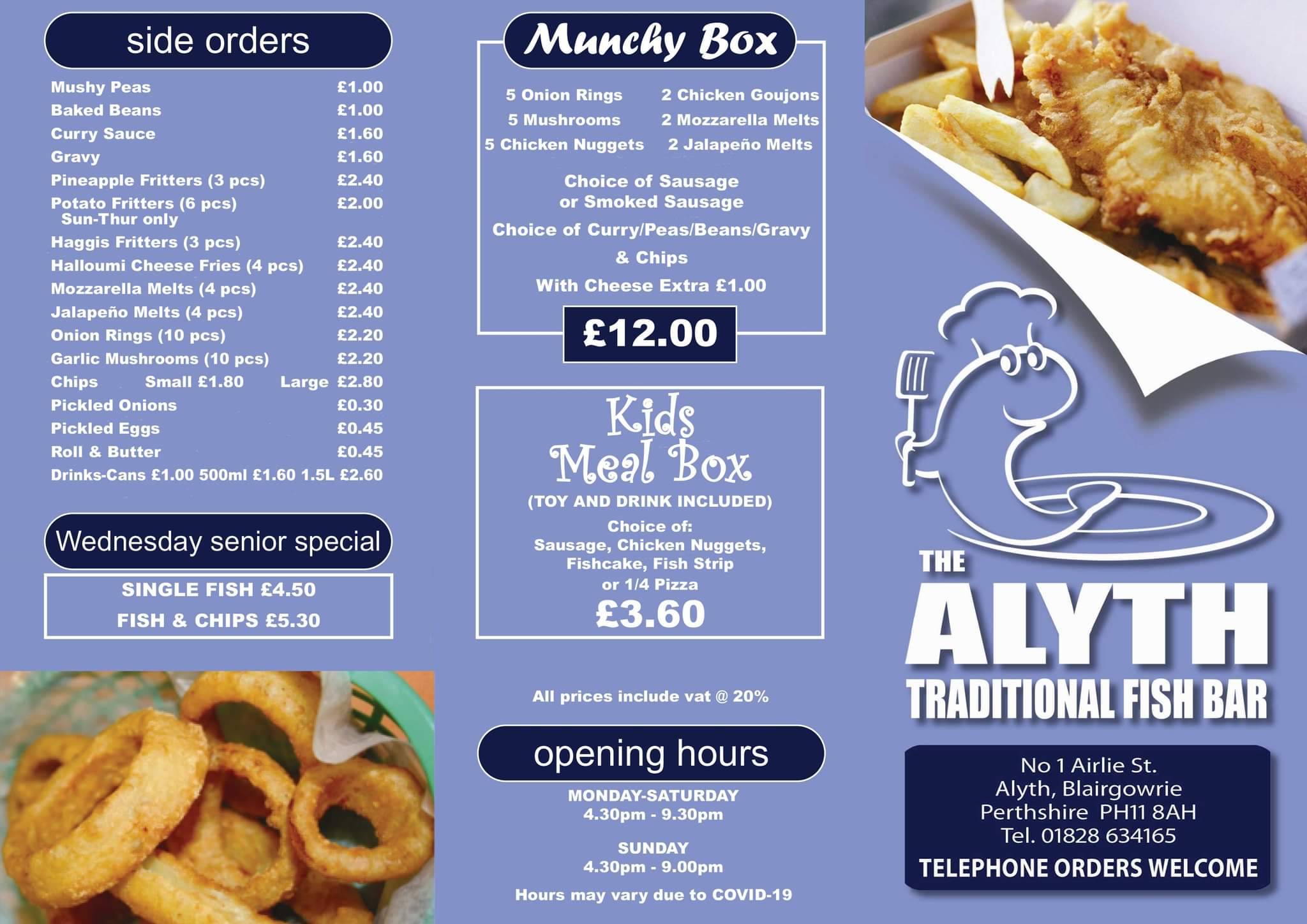 Menu at Alyth Fish and Chip Shop fast food, Alyth
