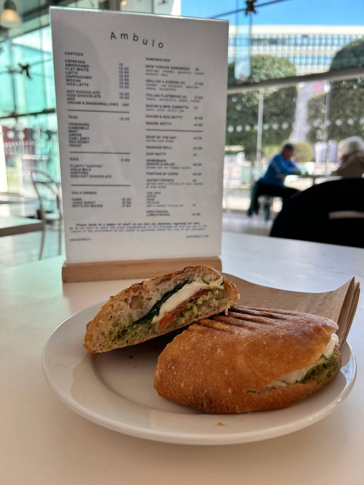 Menu at Ambulo cafe, Sheffield, 48 Arundel Gate