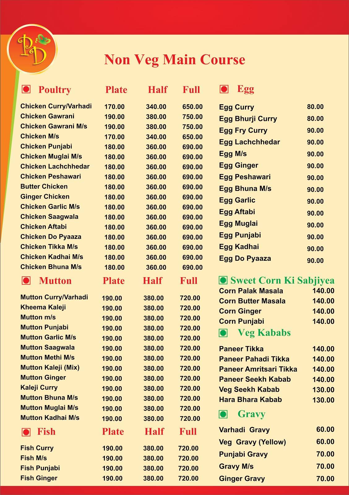 Menu at New Punjabi Dhaba & Restaurant, Amravati, Nanda Market