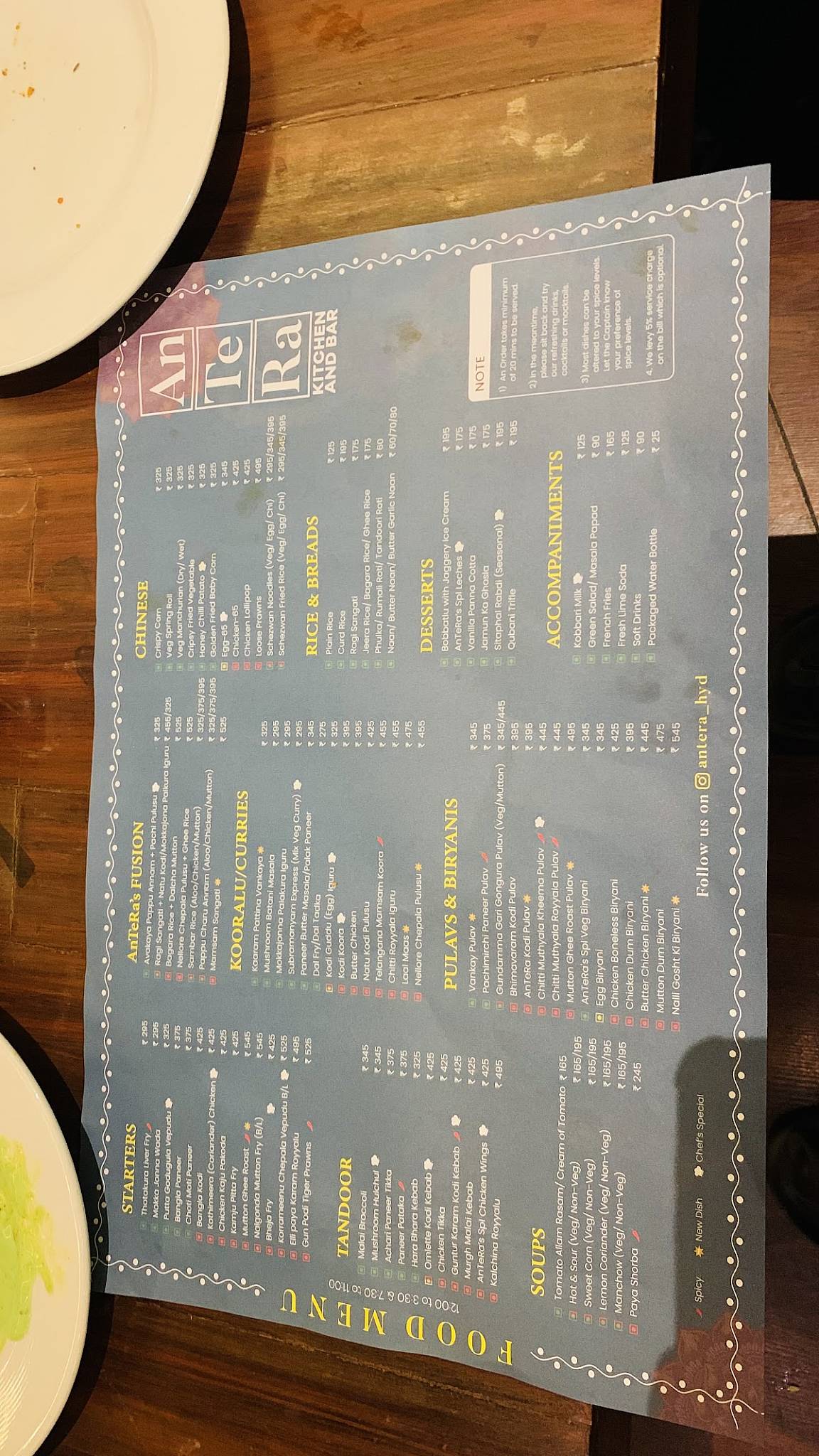 Menu at AnTeRa Kitchen and Bar, Hyderabad