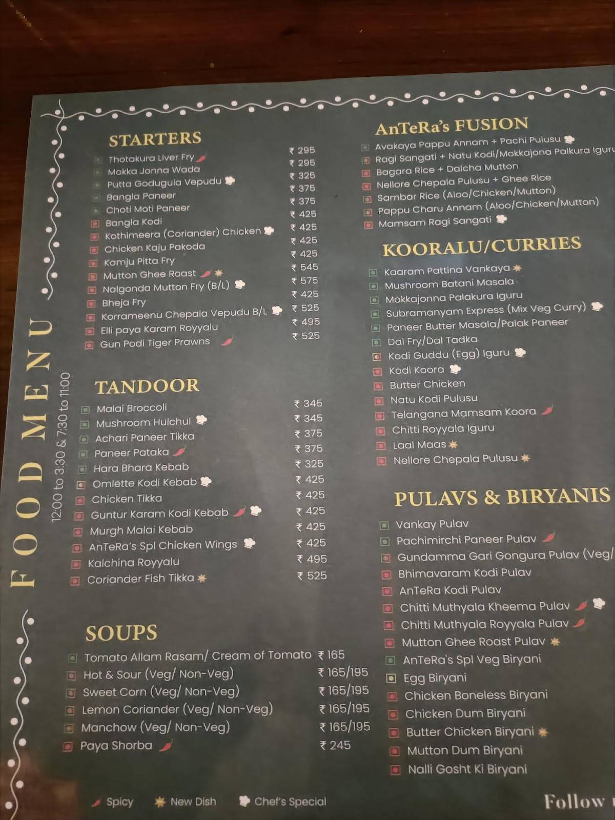 Menu at AnTeRa Kitchen and Bar, Hyderabad
