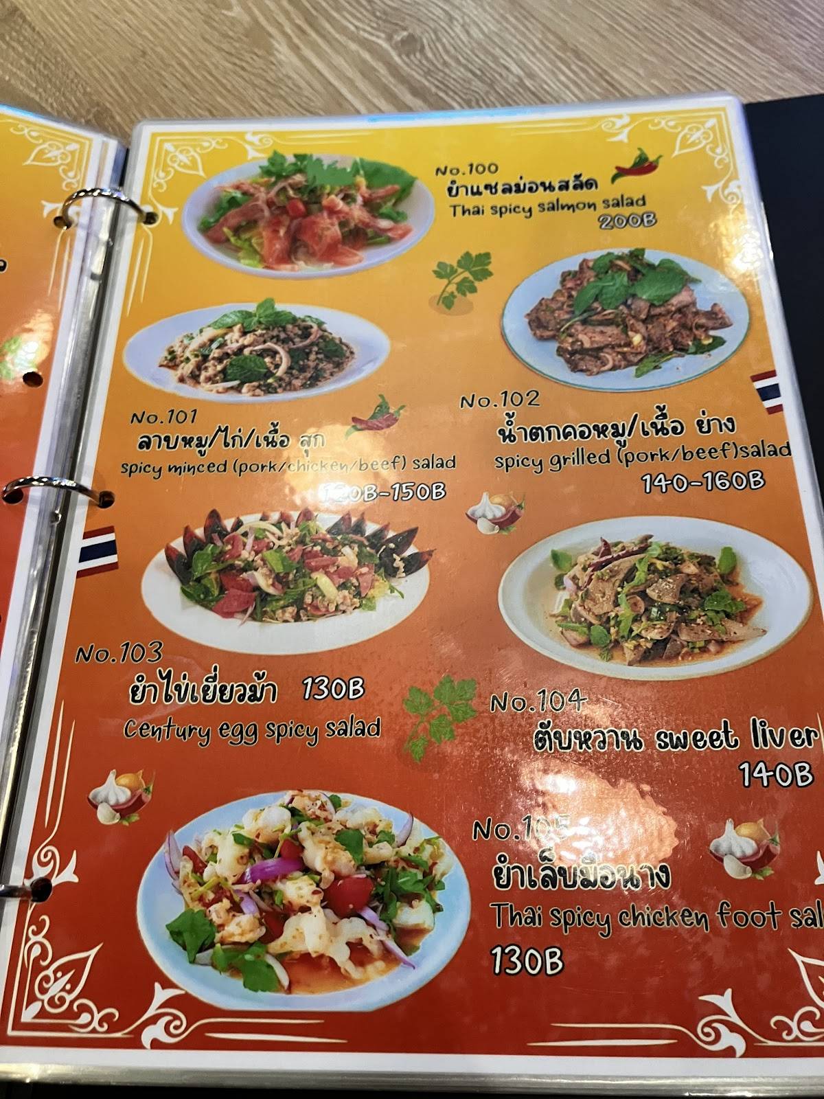 Menu at Anan's kitchen Thai Restaurant, Bangkok