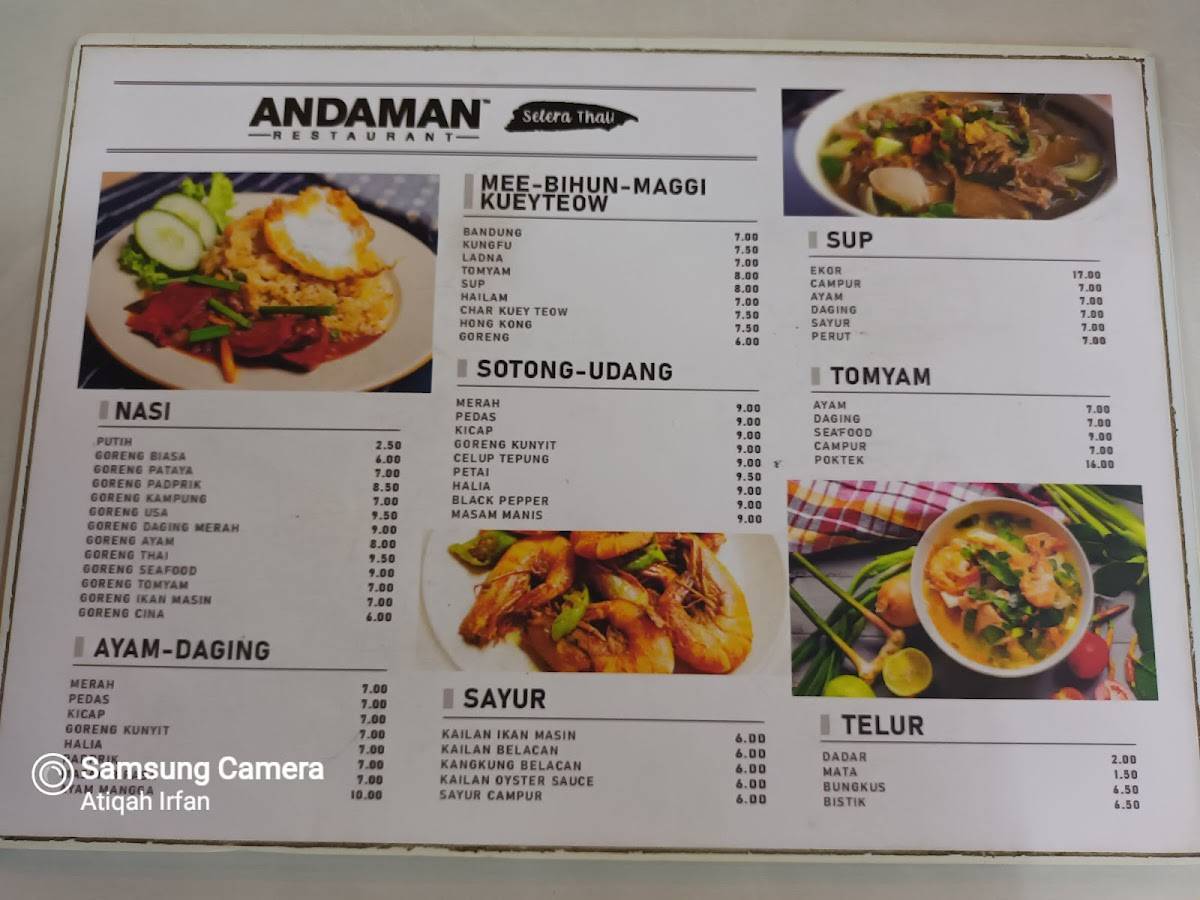 Menu at Andaman Restaurant, Shah Alam