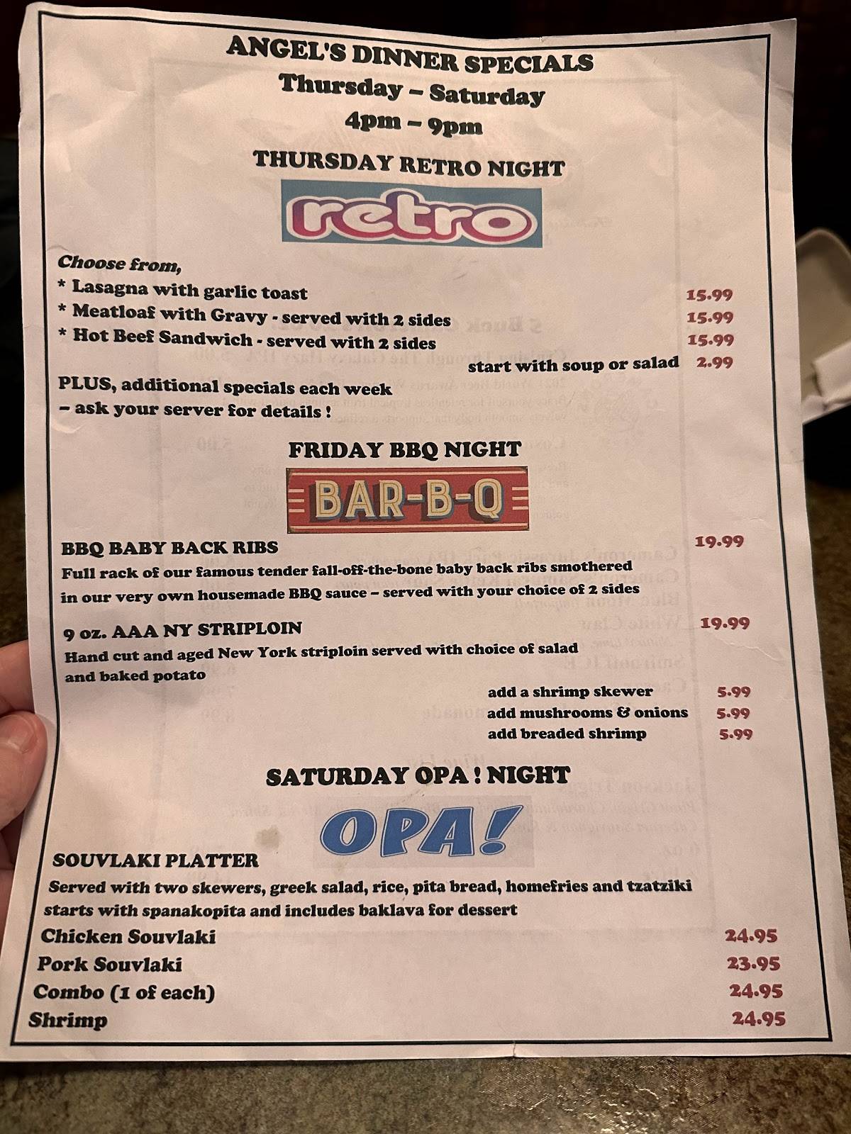 Menu at Angel's Diner - Family Restaurant London, London